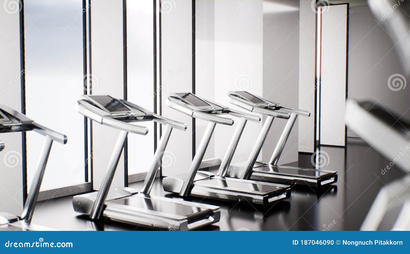 Fitness Interior Modern Design with Black Floor and Exercise Equipment ...