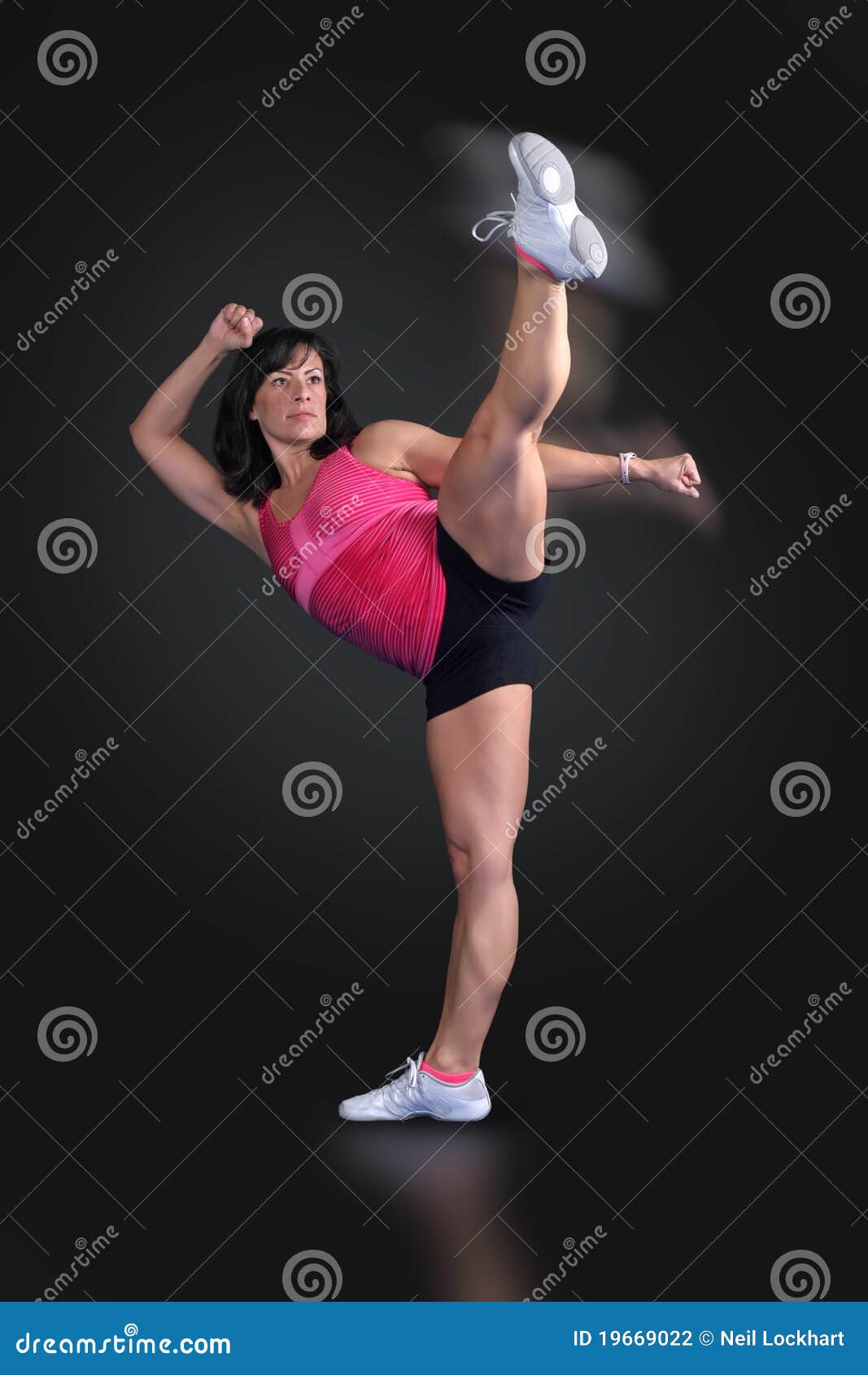 Fitness Kick Boxer High Kick Stock Photo - Image of sports, motion ...