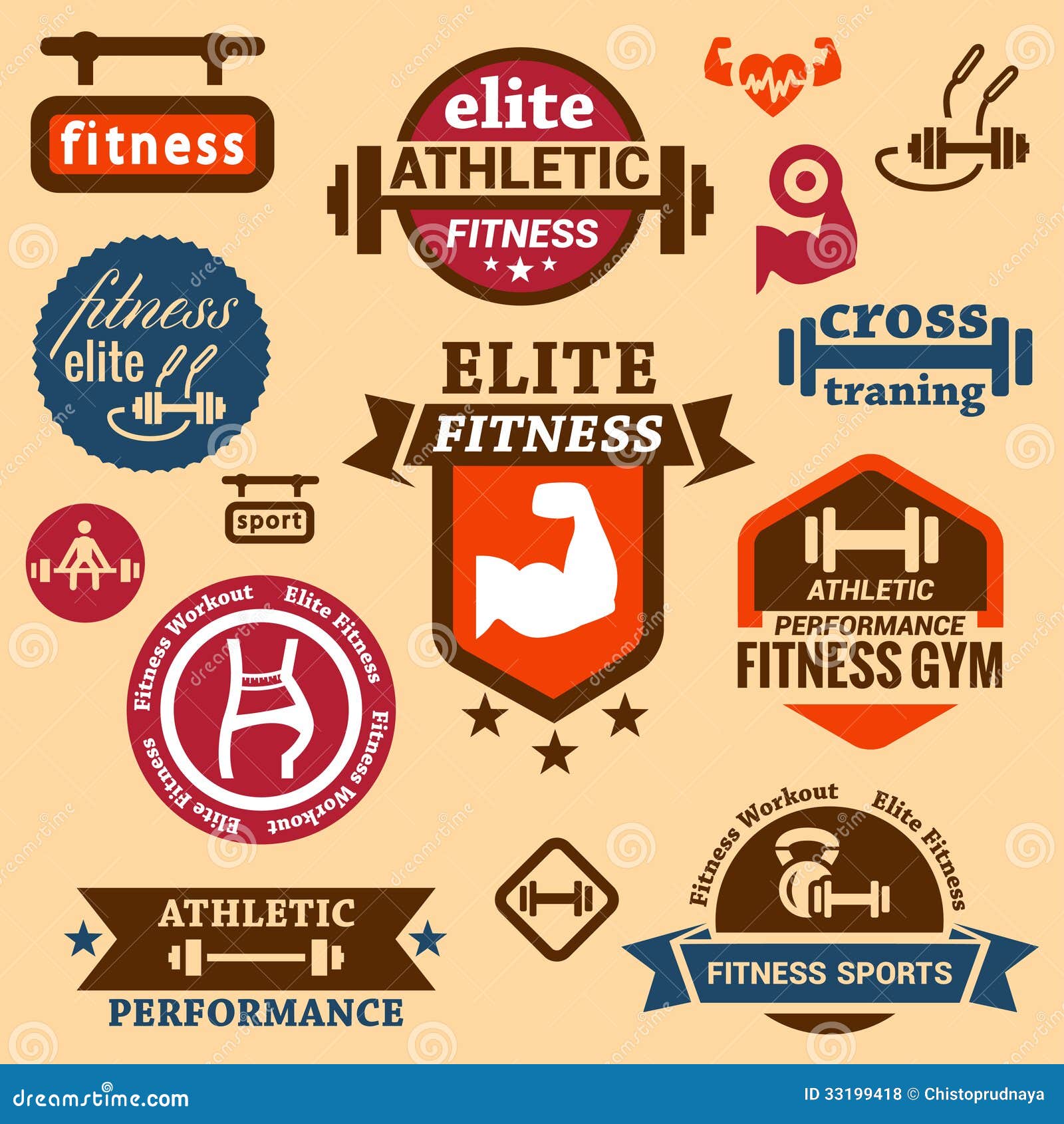 Fitness labels stock vector. Illustration of champion - 33199418
