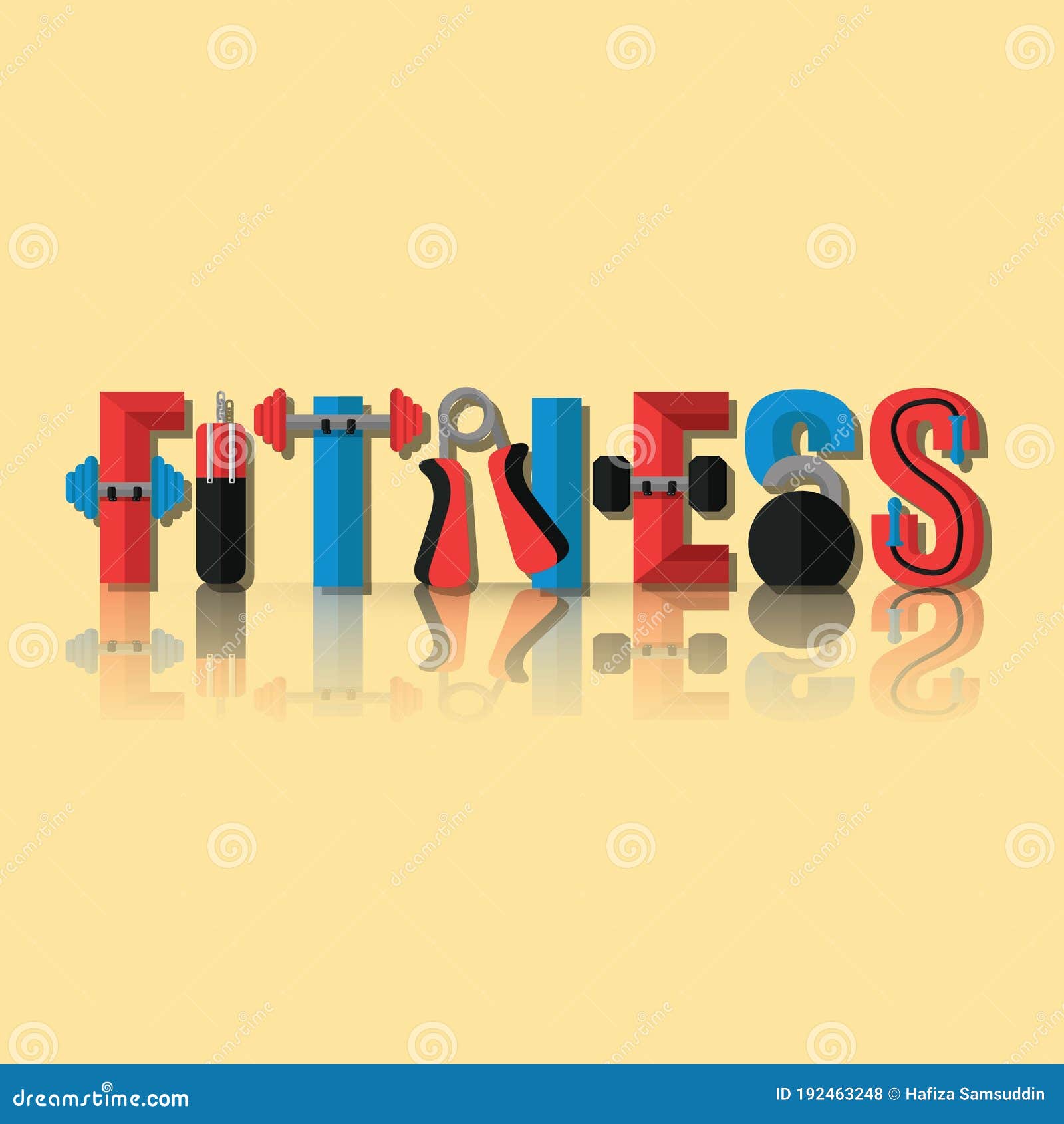 Fitness Lettering Design. Vector Illustration Decorative Design Stock ...