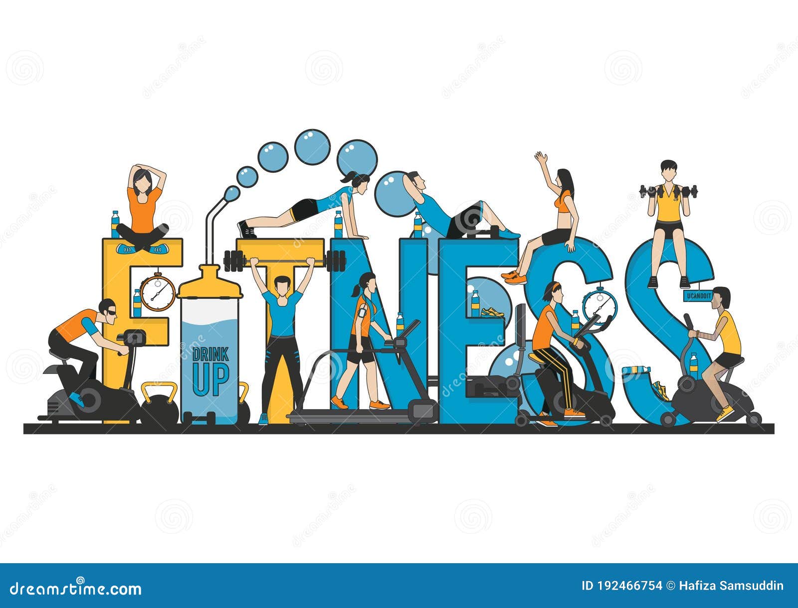Fitness Lettering Design. Vector Illustration Decorative Design Stock ...
