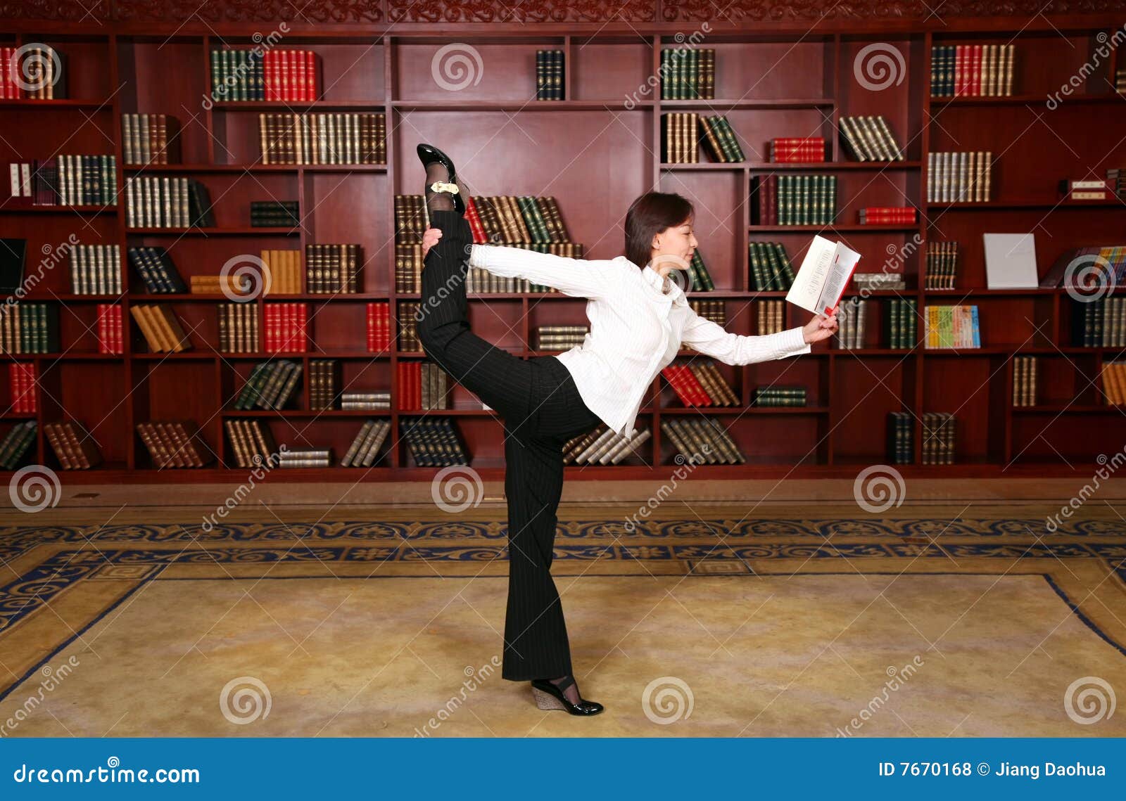 Fitness in library stock photo. Image of books, dancer - 7670168