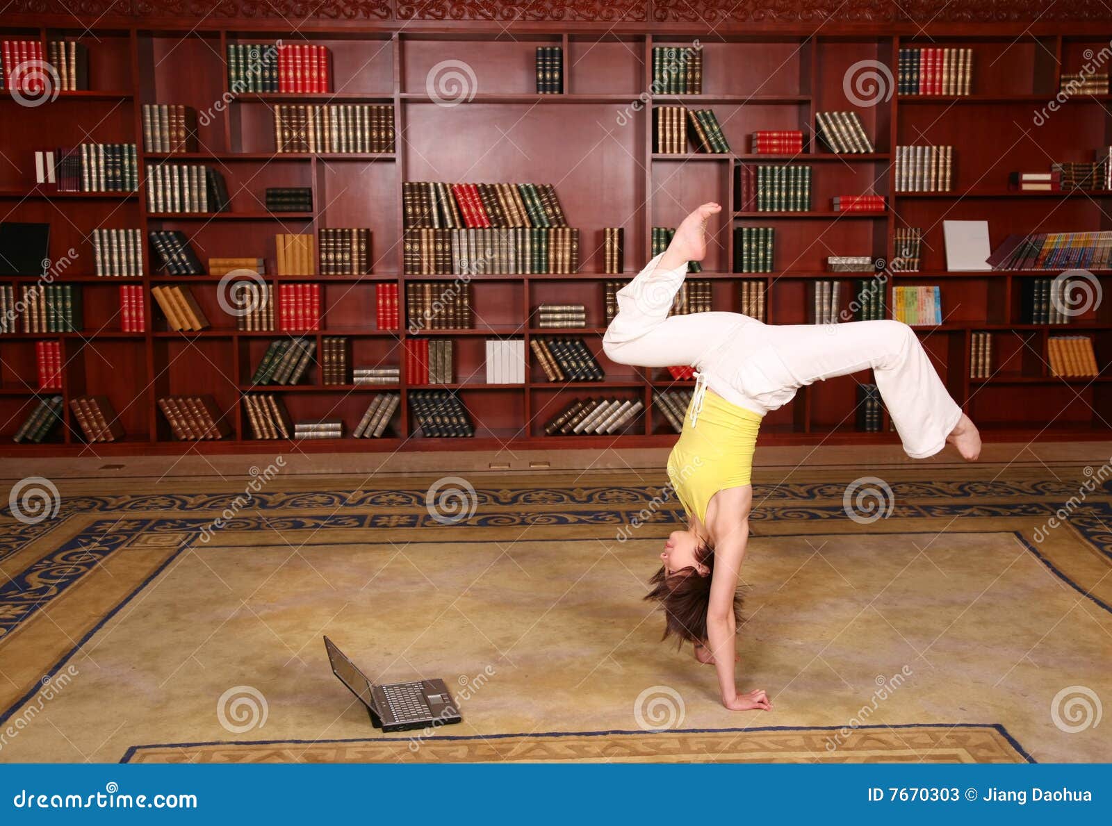 Fitness in library stock image. Image of pose, library - 7670303