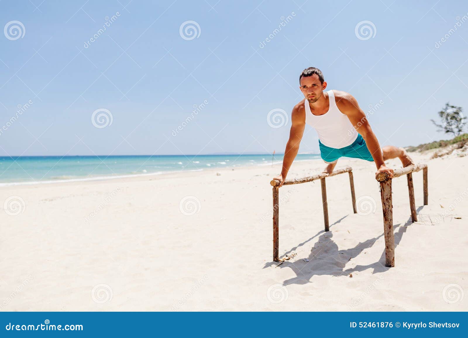 Fitness man on the beach stock photo. Image of adult - 52461876