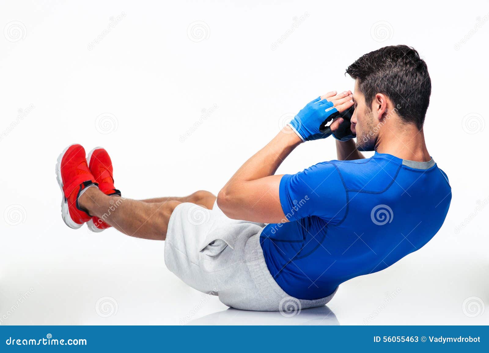Fitness Man Doing Abdominal Exercises Stock Image - Image of studio ...