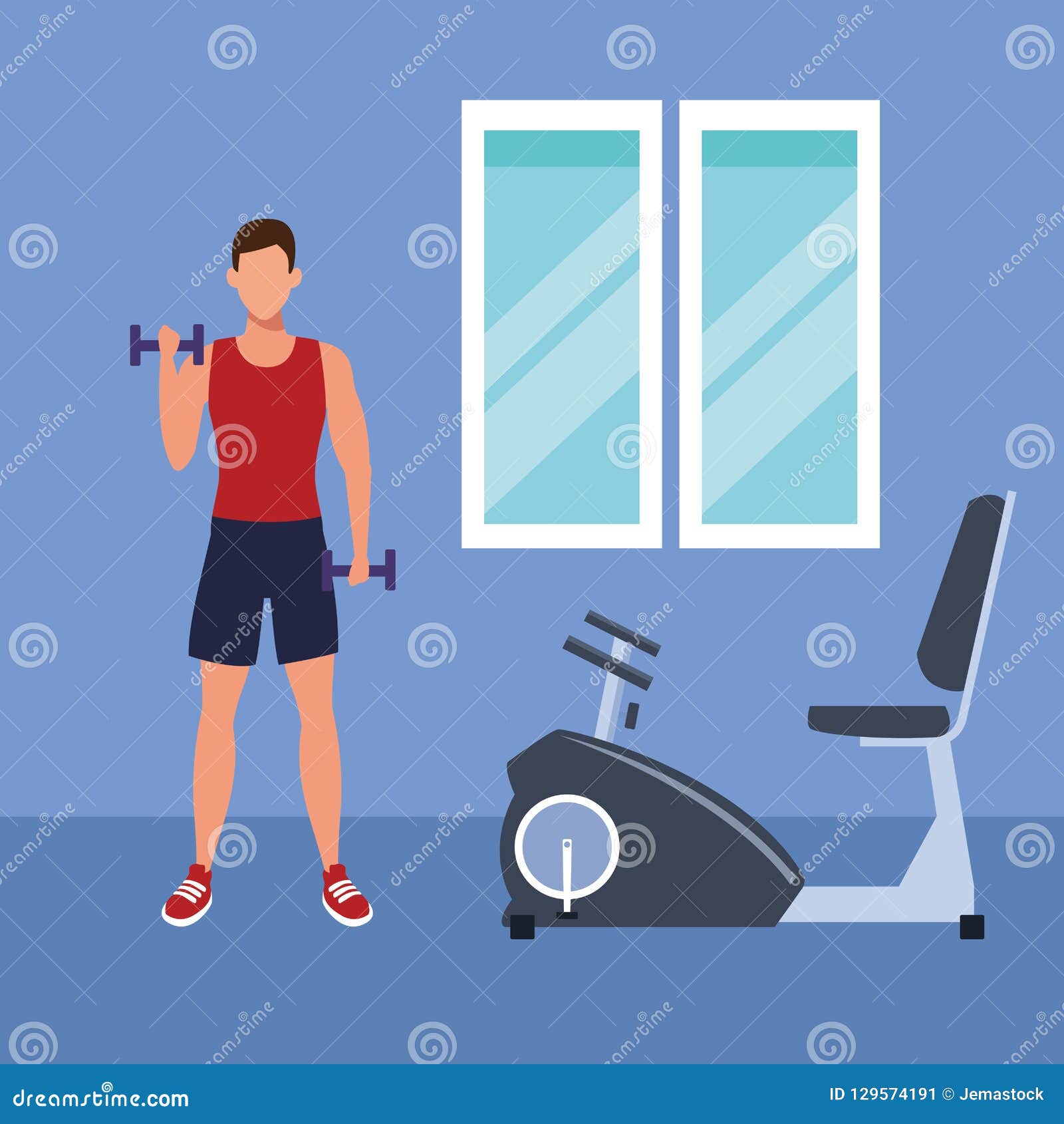Fitness man doing exercise stock vector. Illustration of powerful ...