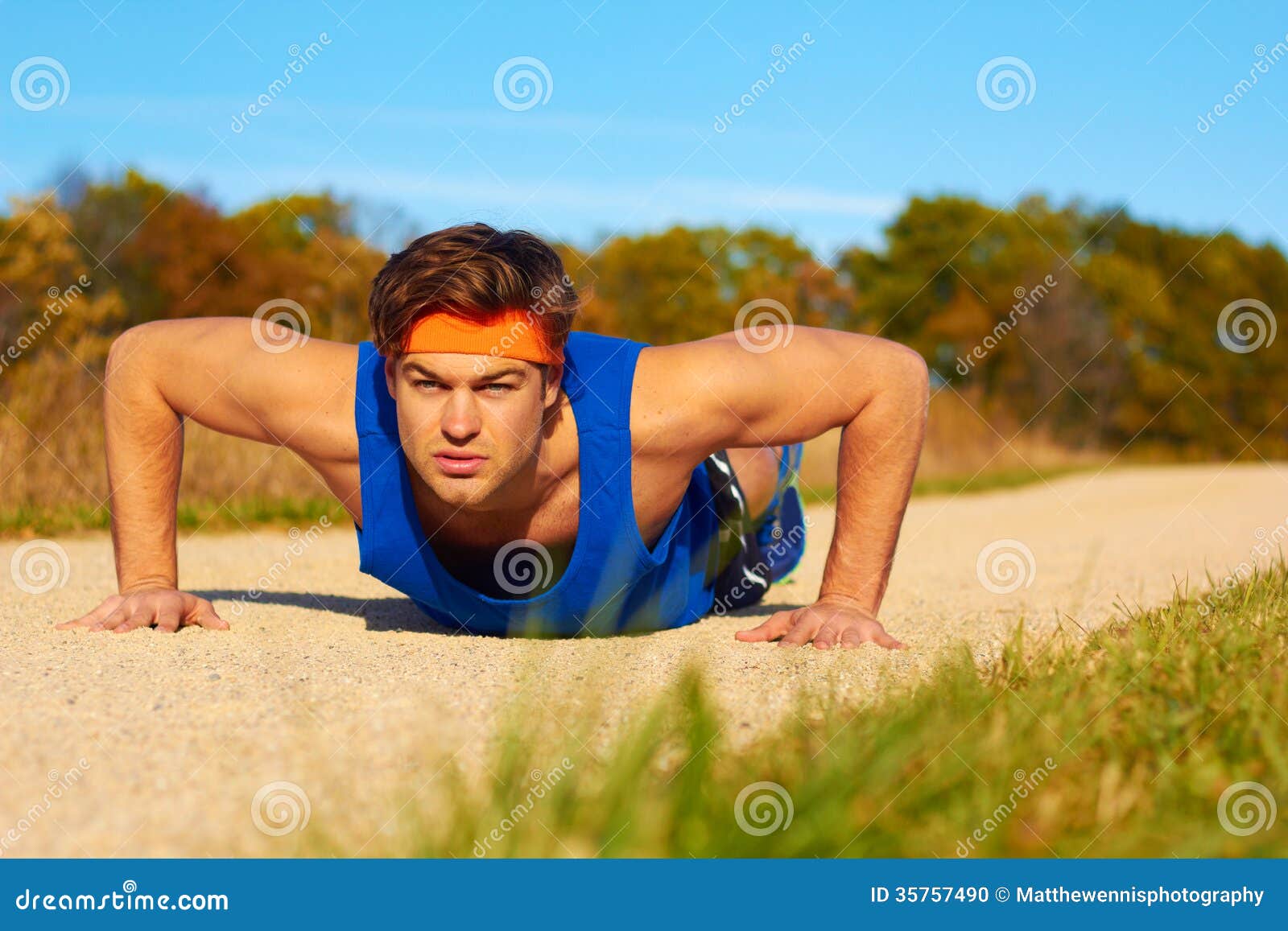 Fitness man doing push ups stock photo. Image of happiness - 35757490