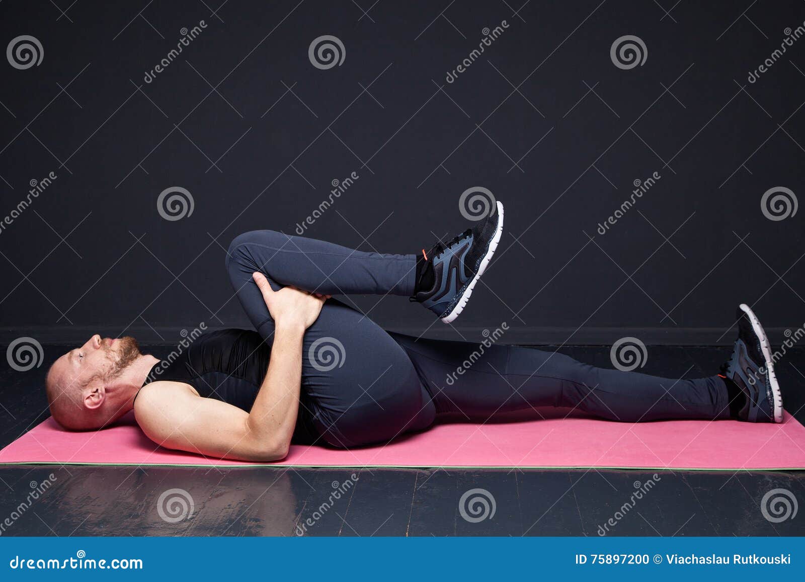 Fitness Man Doing Stretching Exercises Stock Photo - Image of male ...