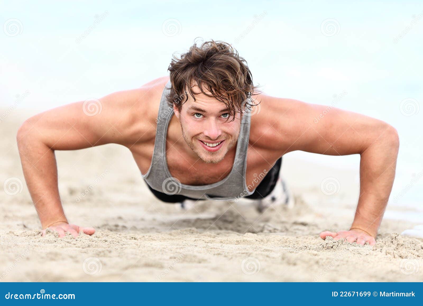 Fitness Man Exercising Push Ups Stock Image - Image of muscular, arms ...