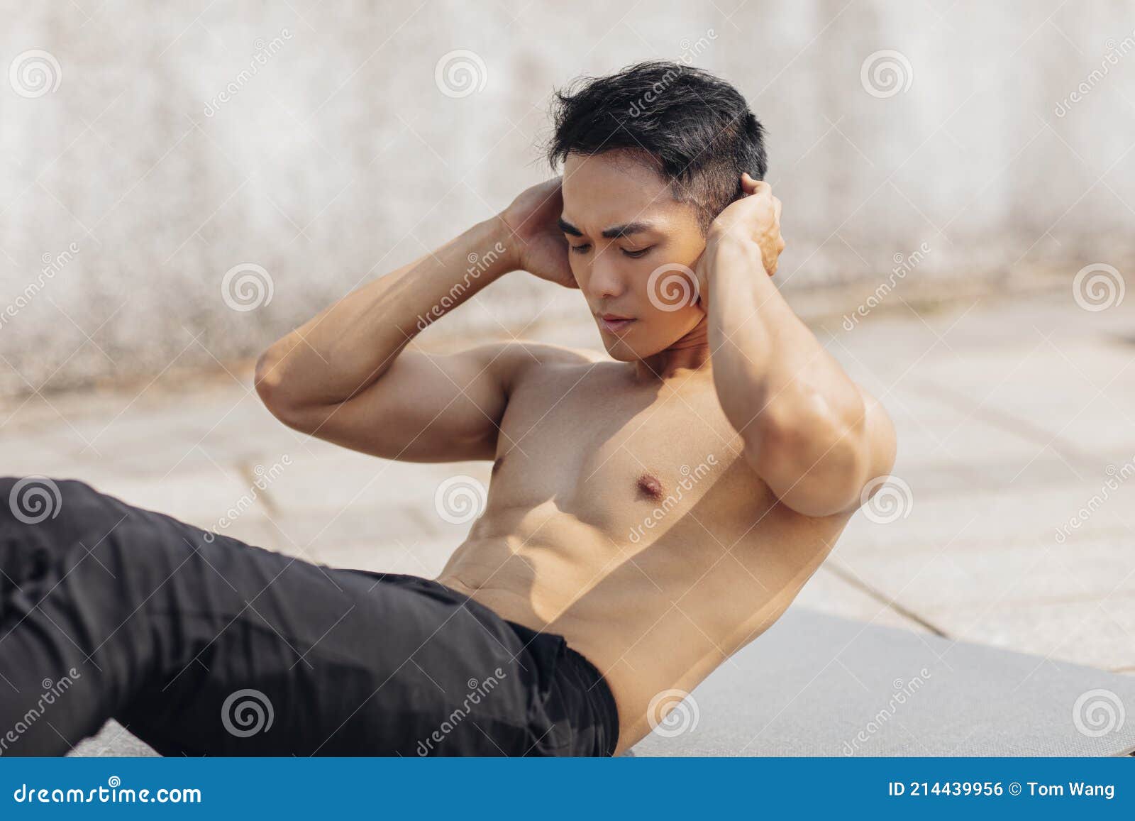 Fitness Man Exercising Sit Ups and Crunches Stock Photo - Image of ...