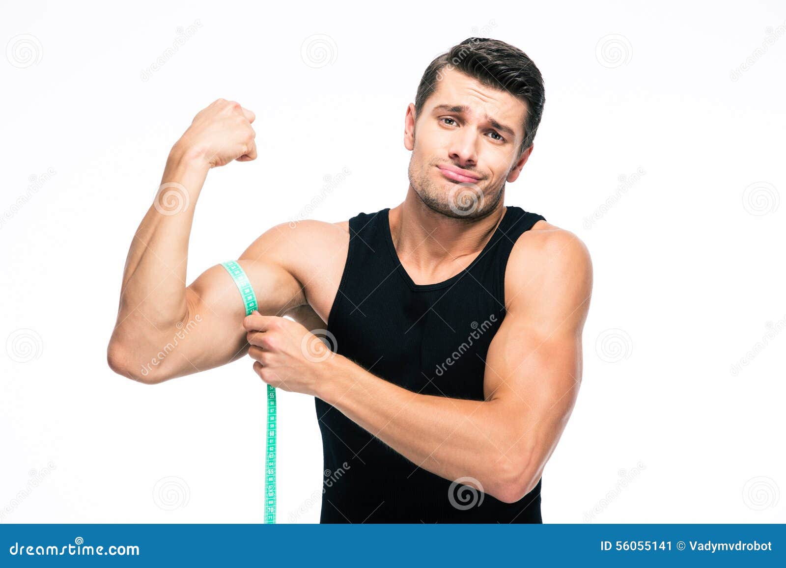 Fitness Man Measuring His Biceps Stock Image - Image of male, form ...
