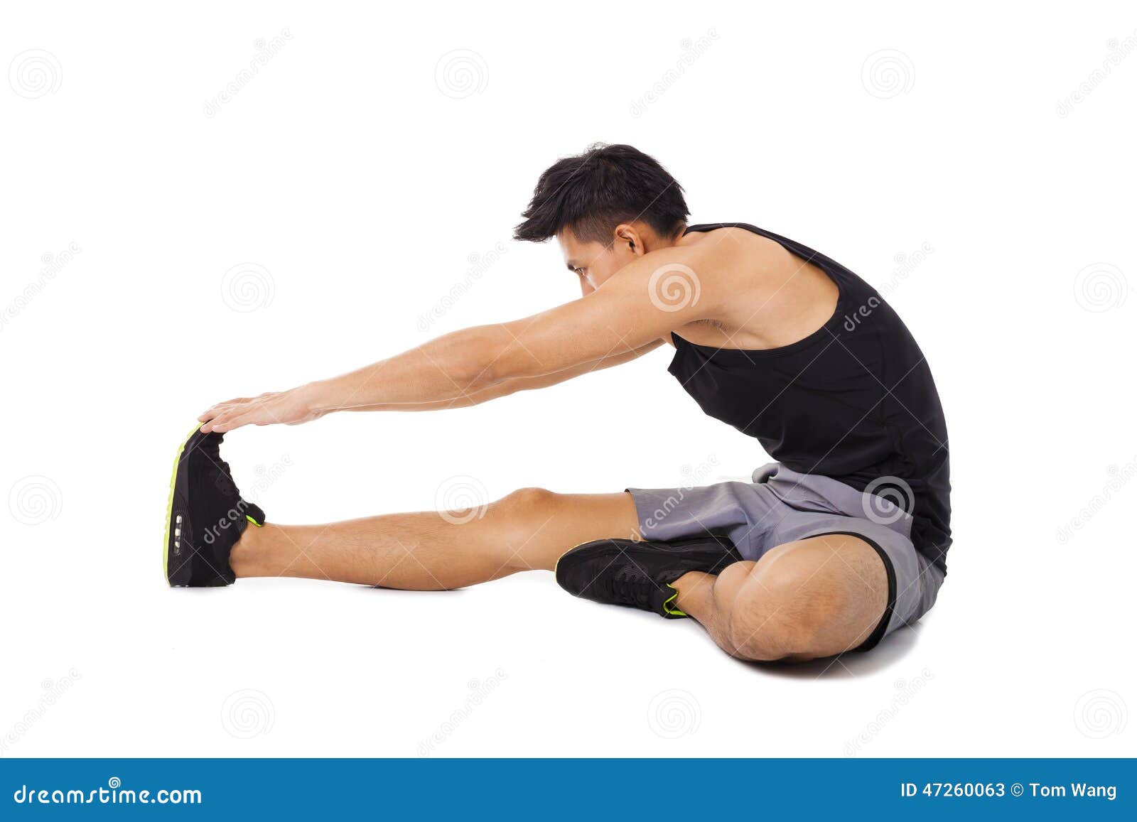 Fitness Man Sitting And Making Stretching Stock Image | CartoonDealer ...