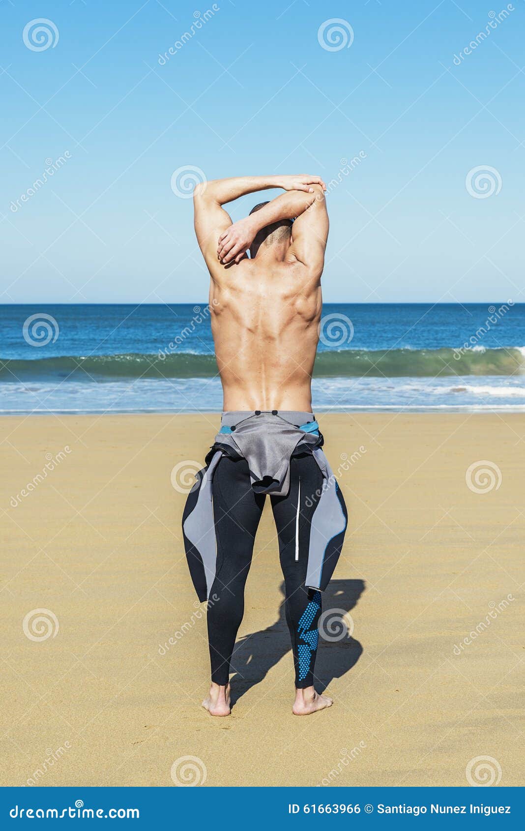 Fitness Man Swimmer Training Stretching Stock Photo - Image of rubber ...