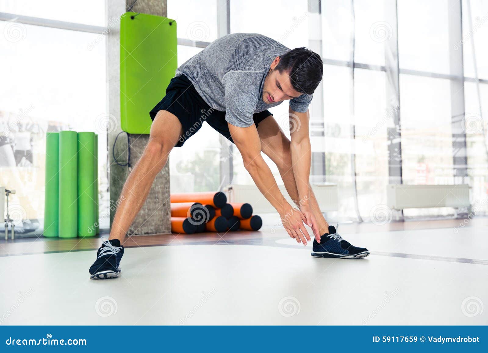 Fitness Man Warming-up at Gym Stock Image - Image of person, lifestyle ...