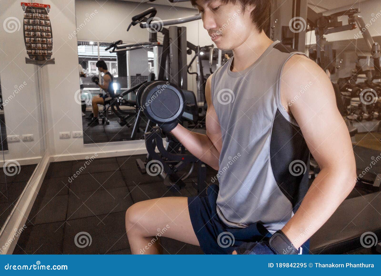 Fitness Man is Workout in the Gym Stock Image - Image of bodybuilder ...