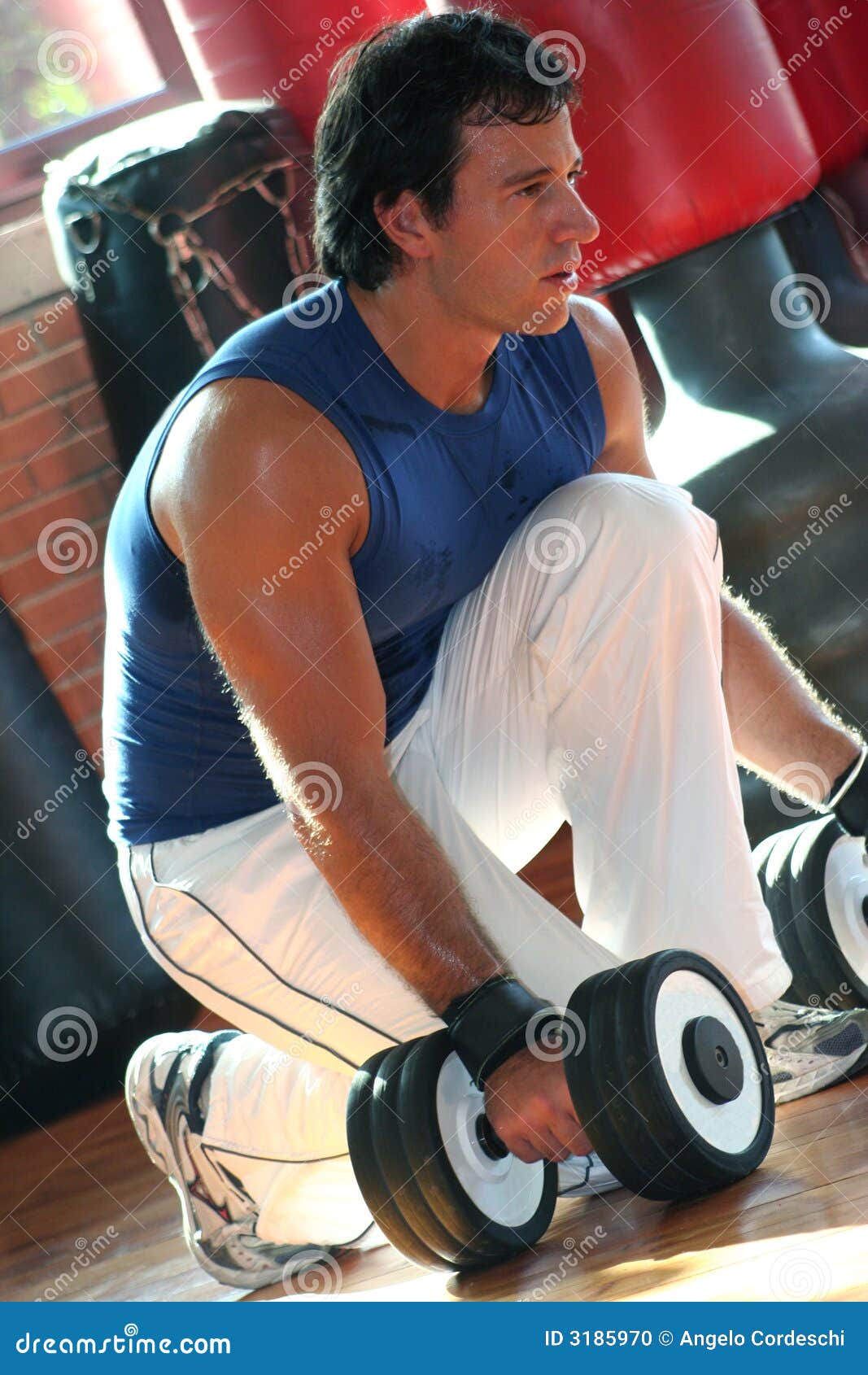 Fitness Men with Dumbbell stock photo. Image of arms, energy - 3185970