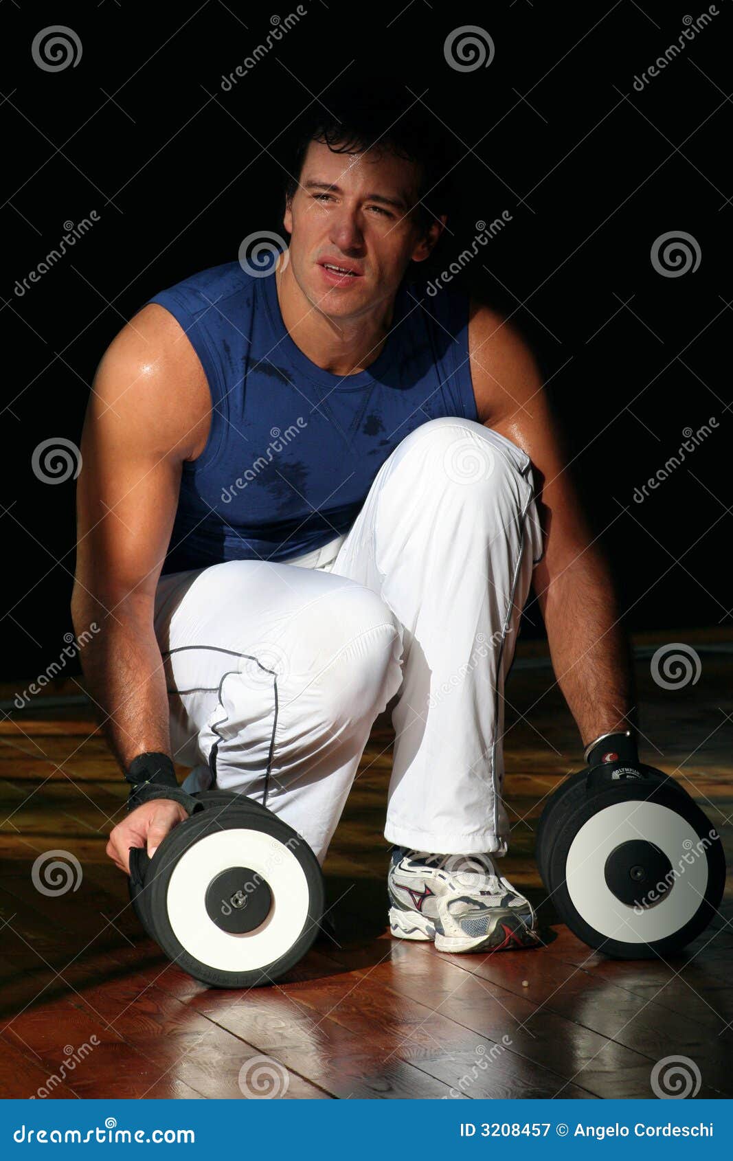 Fitness Men with Dumbbell stock image. Image of rest, adult - 3208457