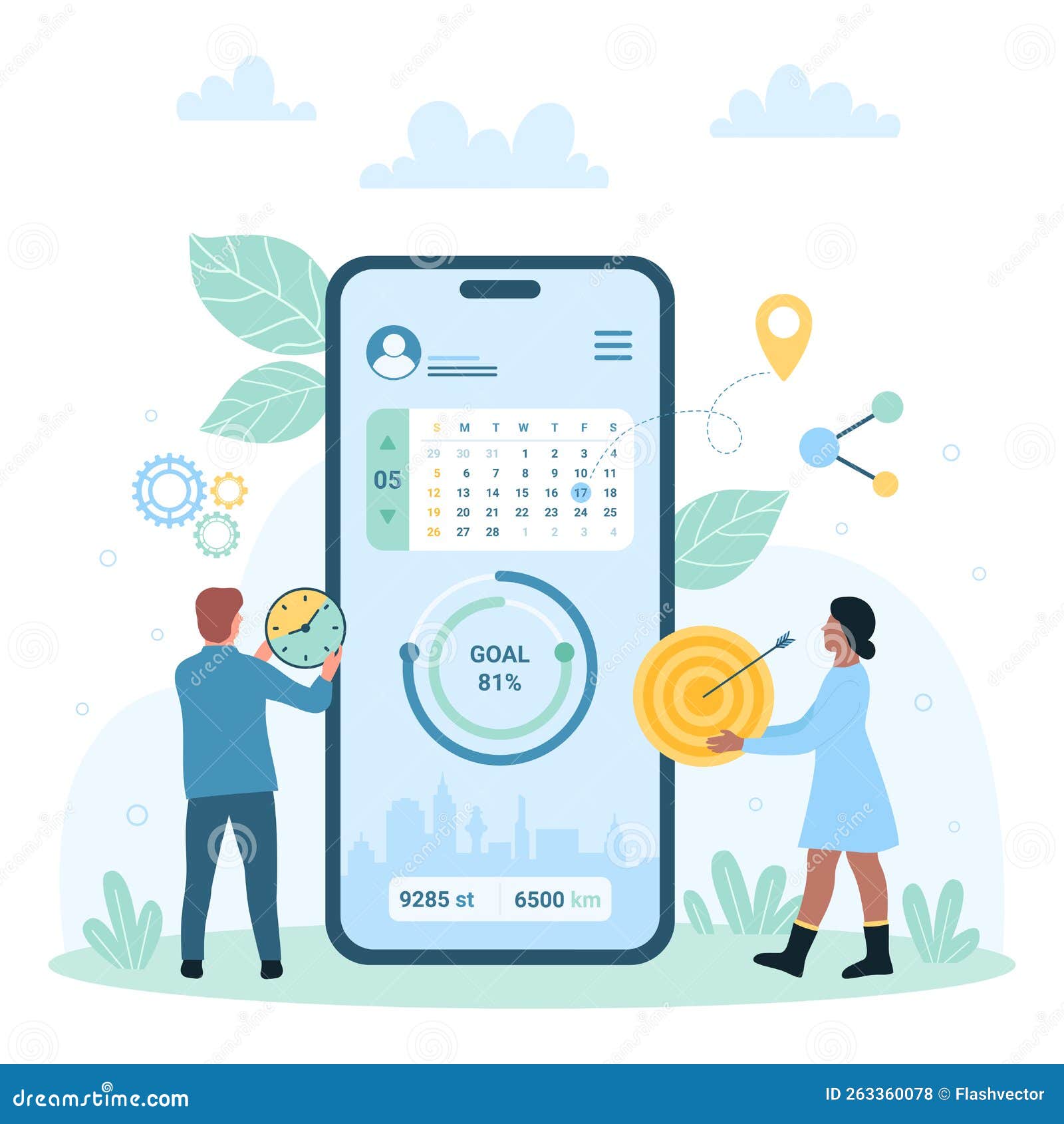 Fitness Mobile App, Tiny People Work with Training Schedule in Calendar ...