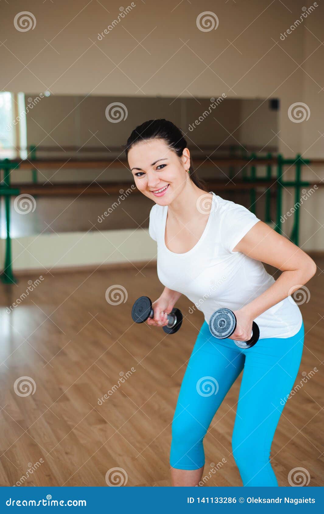 Fitness Model Doing Bodybuilding Workout with Weights Stock Photo ...