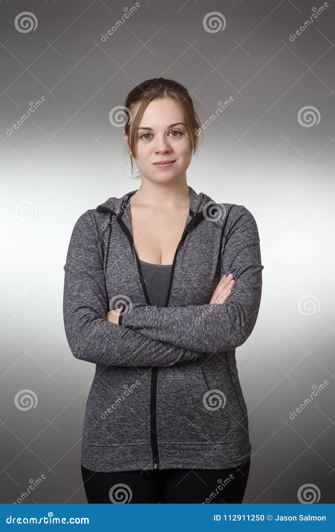 Fitness Model on Gray Background Stock Photo - Image of fitness, woman ...