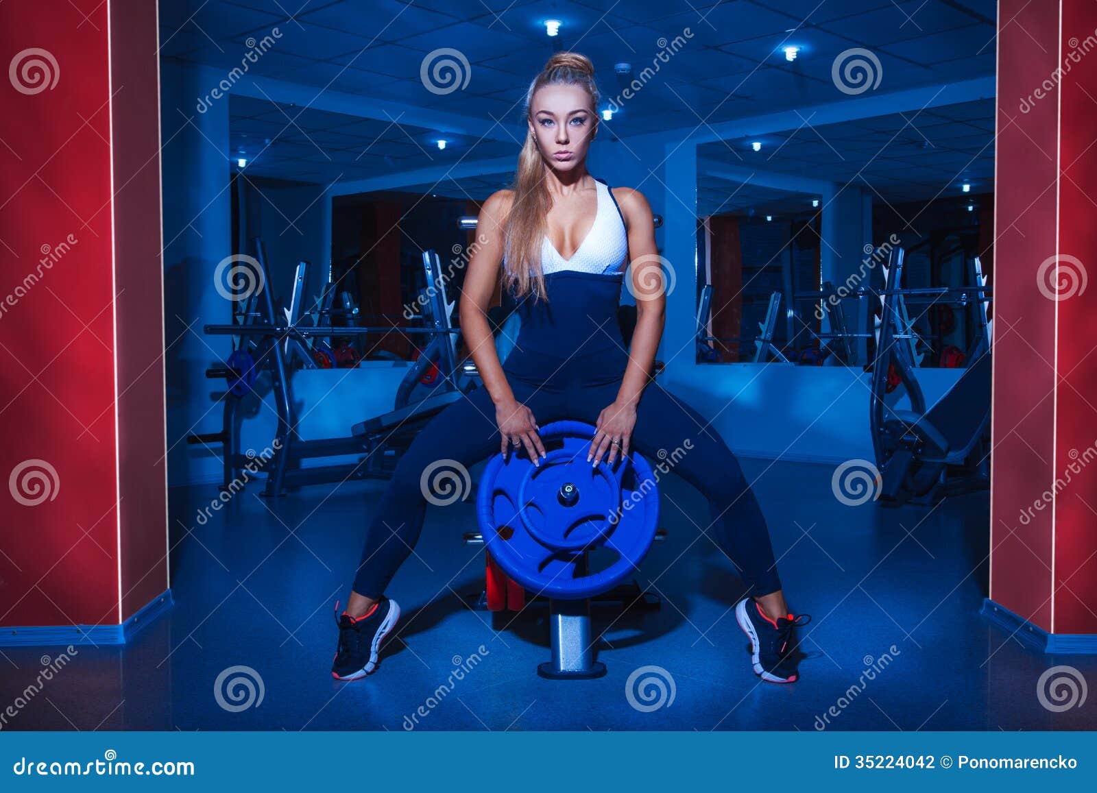 Fitness model in gym stock photo. Image of cold, concentrated - 35224042