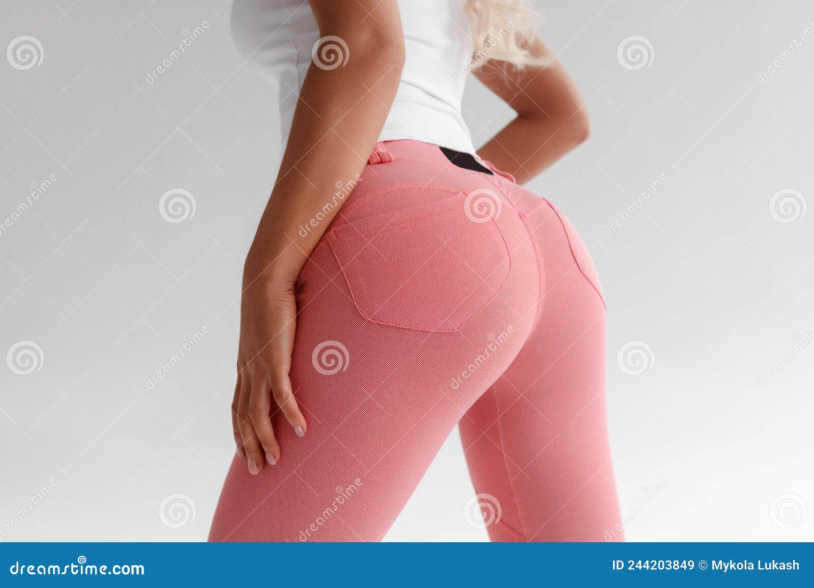 Fitness Model In Leggings With Beautiful Buttocks Sporty Booty Stock