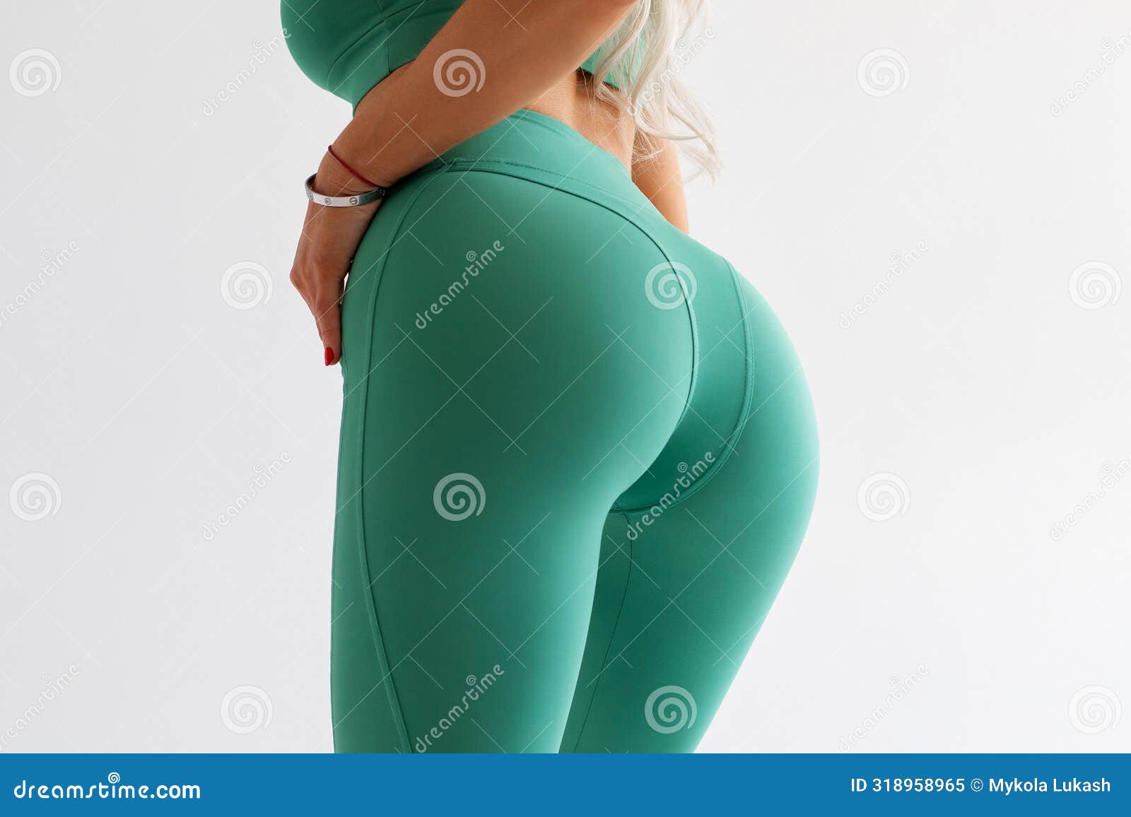 Fitness Model In Leggings With Beautiful Buttocks Sporty Booty Stock