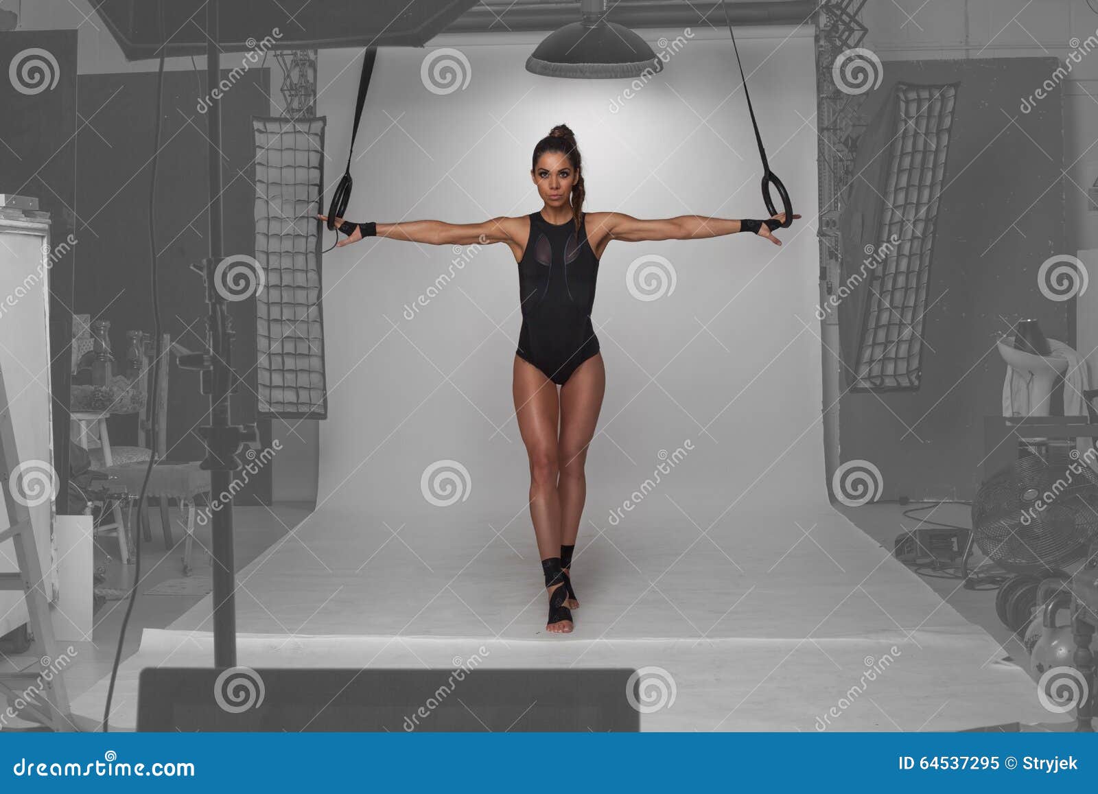 Fitness Model Posing in the Studio Stock Image - Image of agility ...