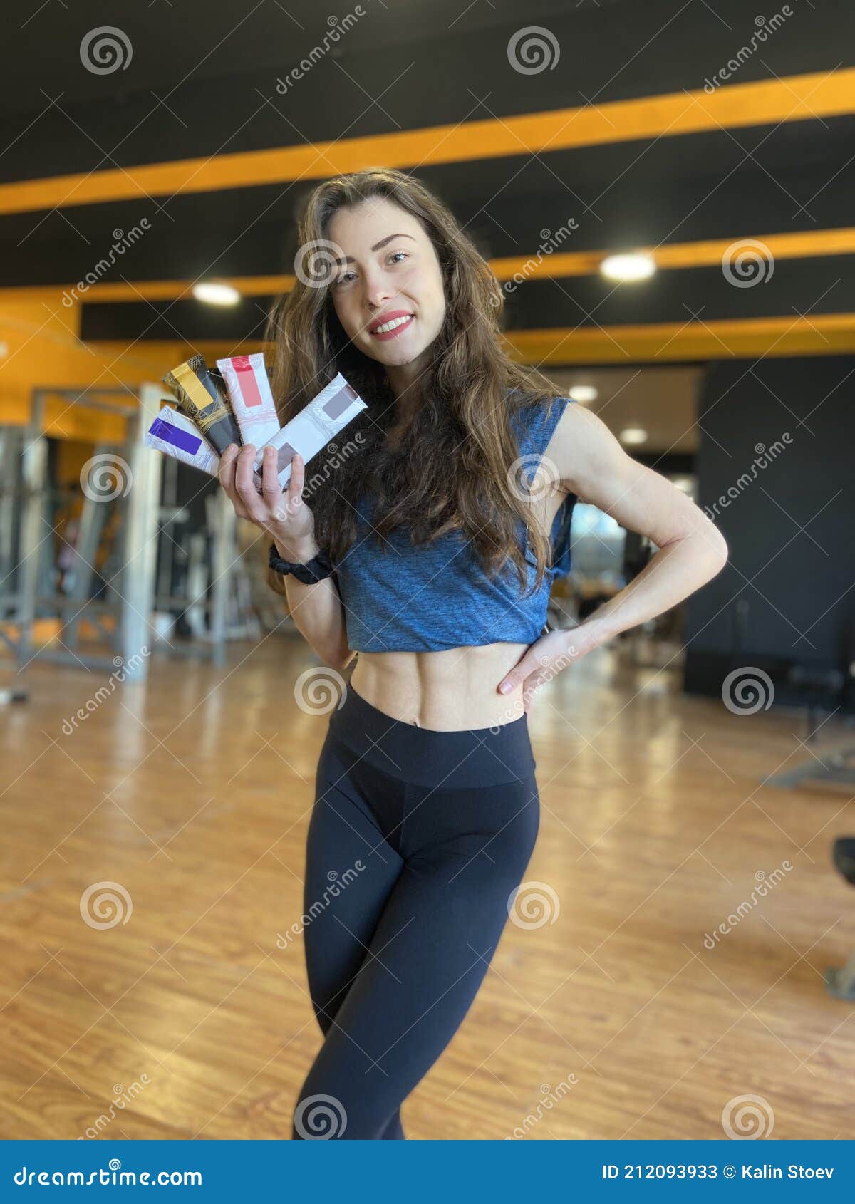 Fitness Model Promoting Protein Bars Stock Image - Image of active ...