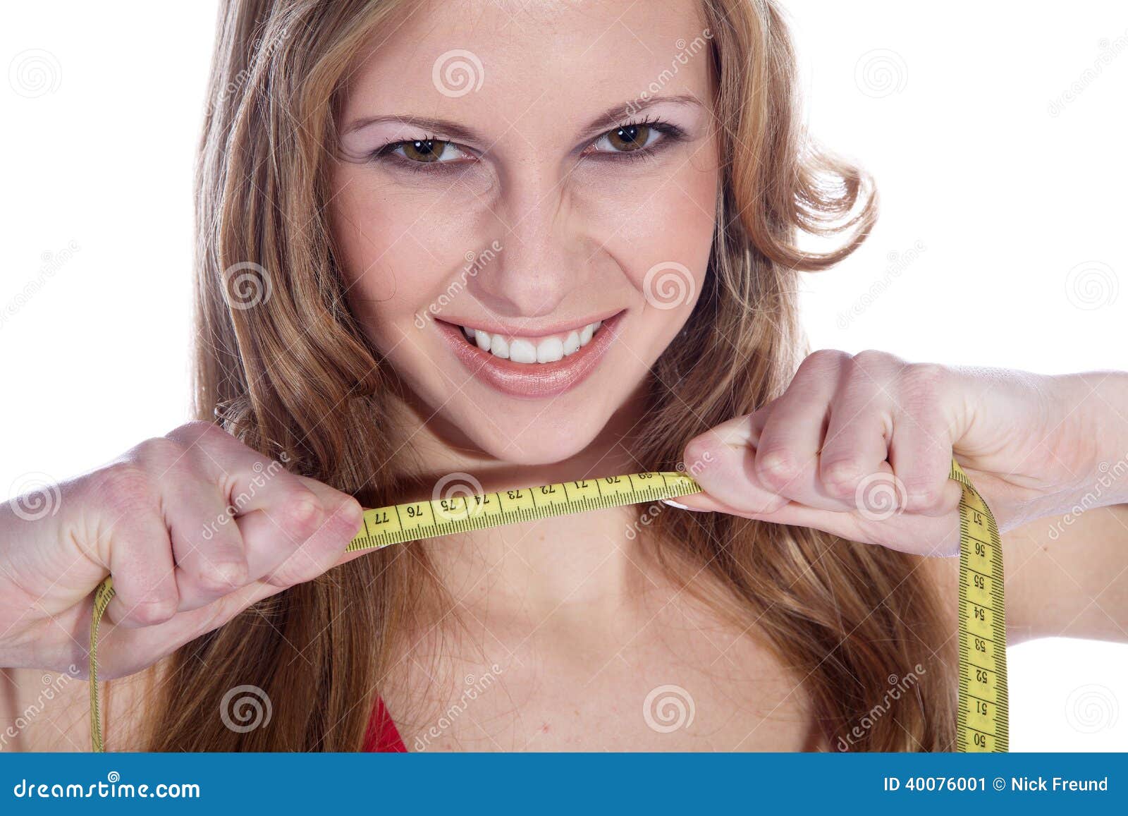 Fitness Model with Tape Measure Stock Image - Image of muscles, female ...