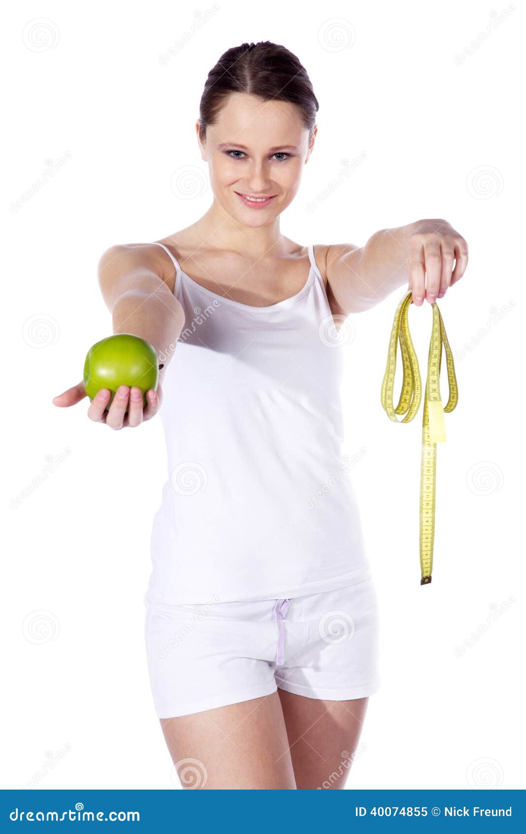 Fitness Model with Tape Measure Stock Image - Image of people, athlete ...