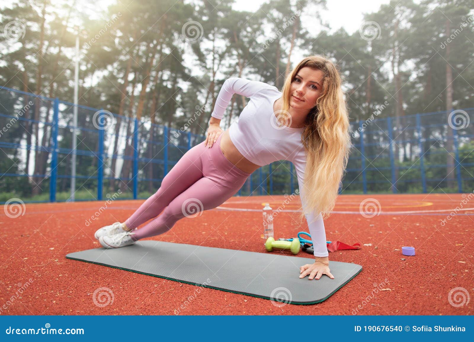 Fitness Outdoors Healthcare Concept Attractive Young Happy Fit Woman