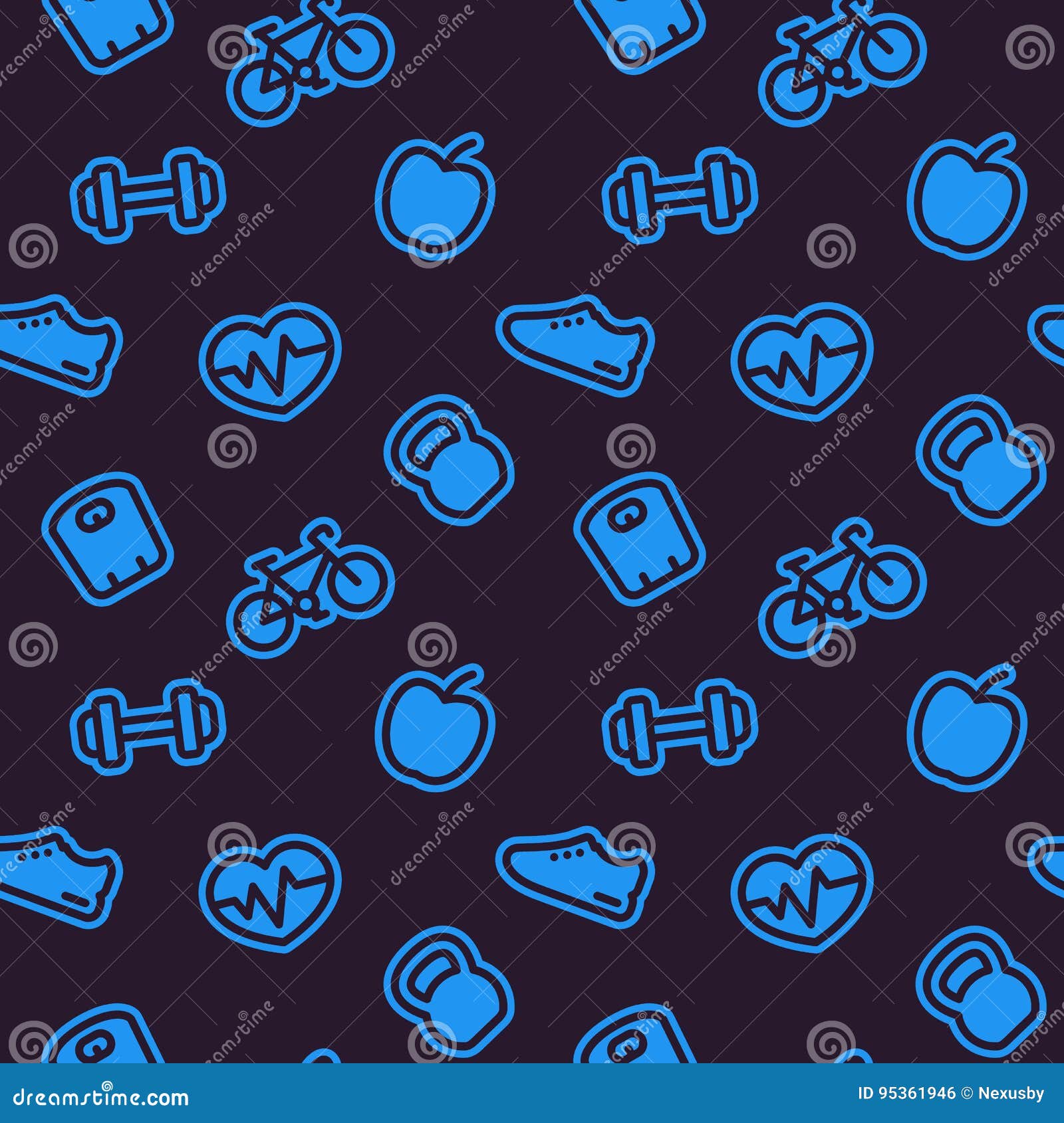 Fitness Pattern, Seamless Background Stock Vector - Illustration of ...