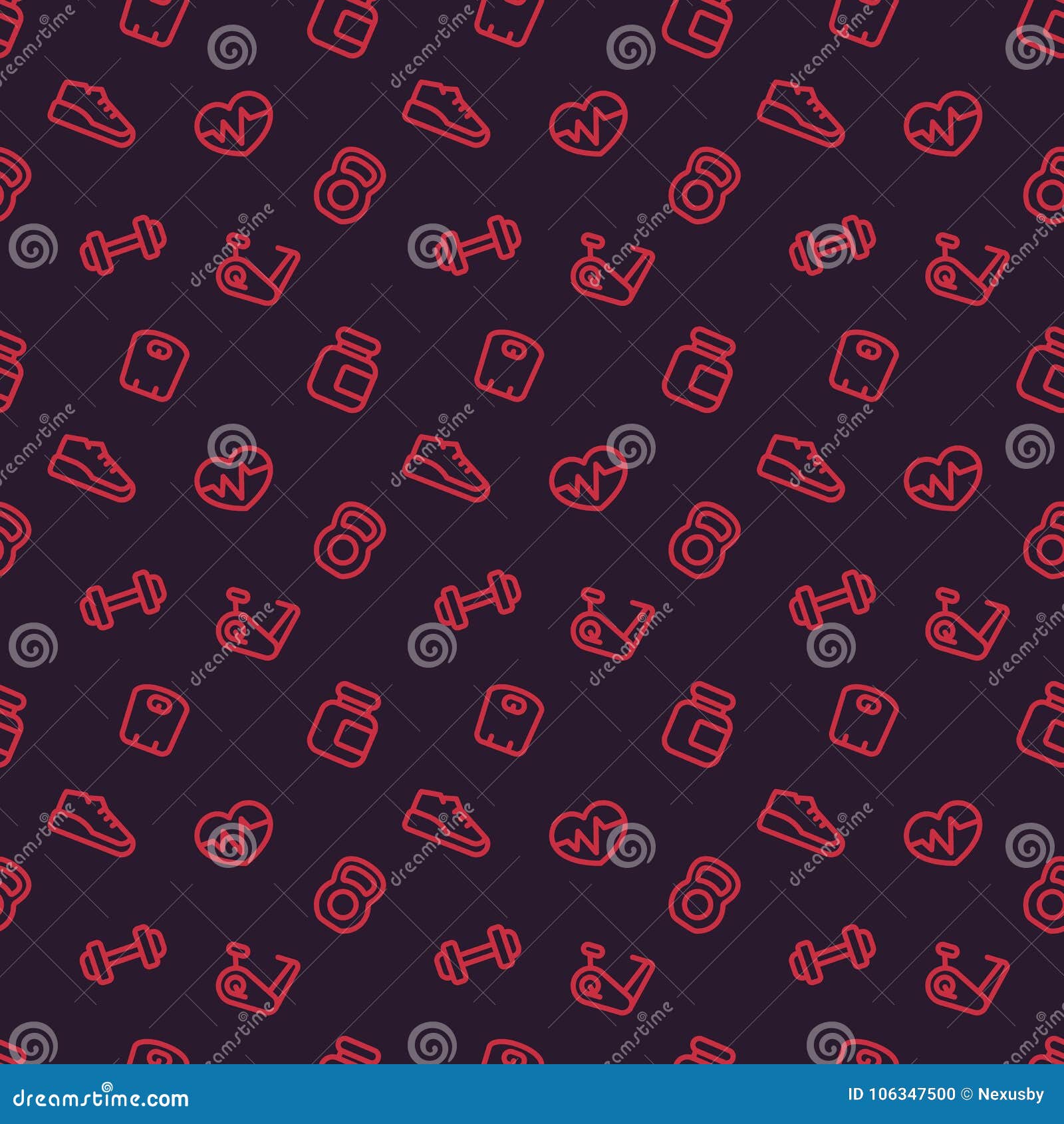 Fitness Pattern Seamless Background with Gym Icons Stock Vector ...