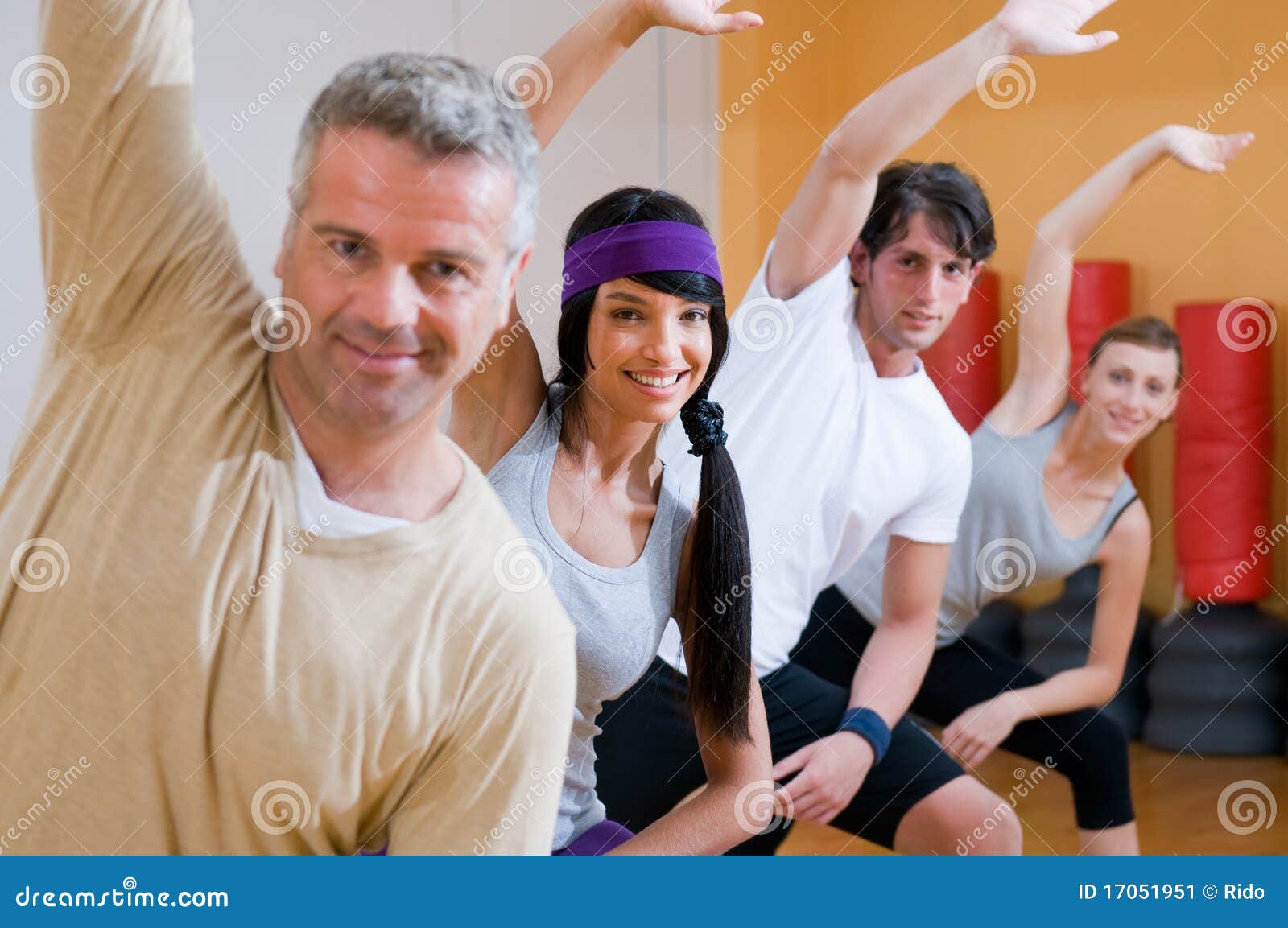 Fitness People Doing Aerobic Exercises Stock Image - Image of lifting ...