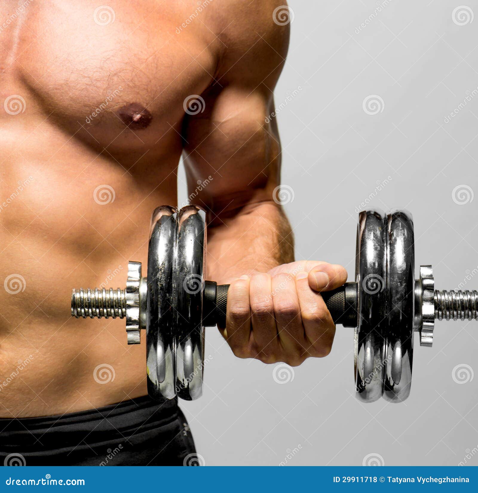 Powerful Muscular Man Lifting Weights Stock Photo - Image of lifting ...