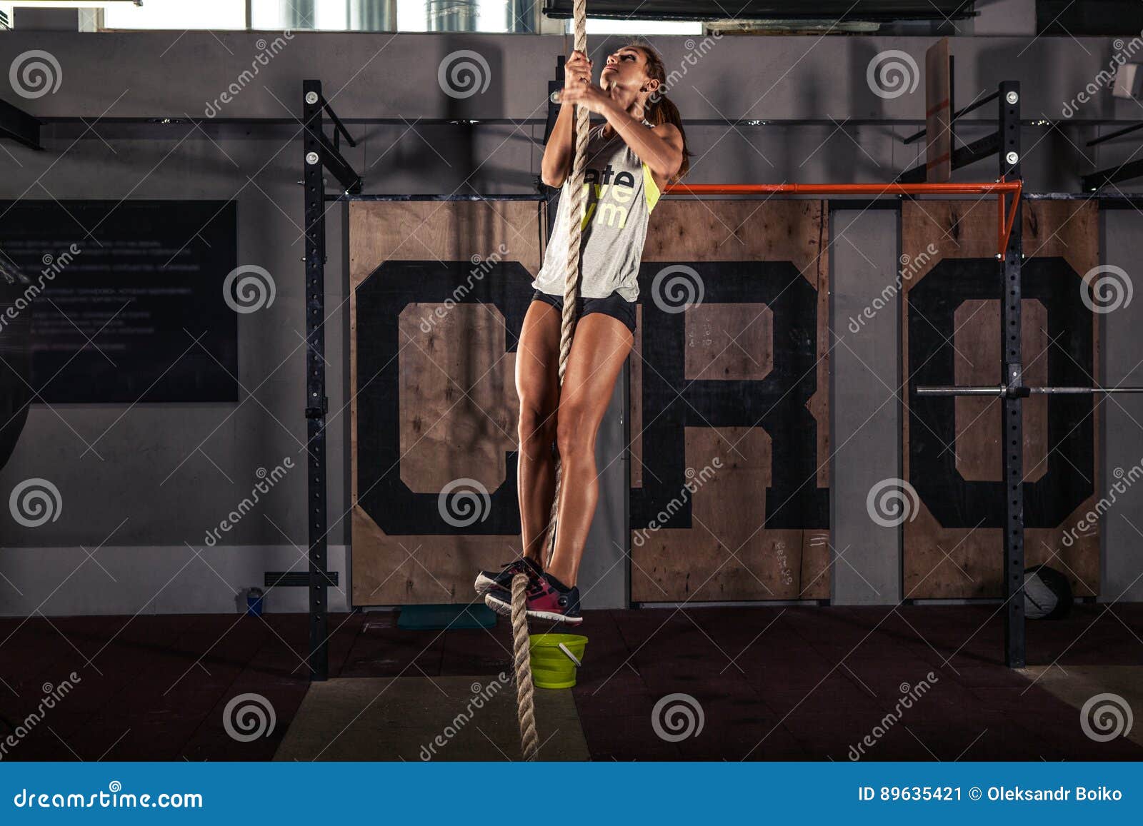 Fitness Rope Climb Cxercise Stock Image - Image of active, building ...