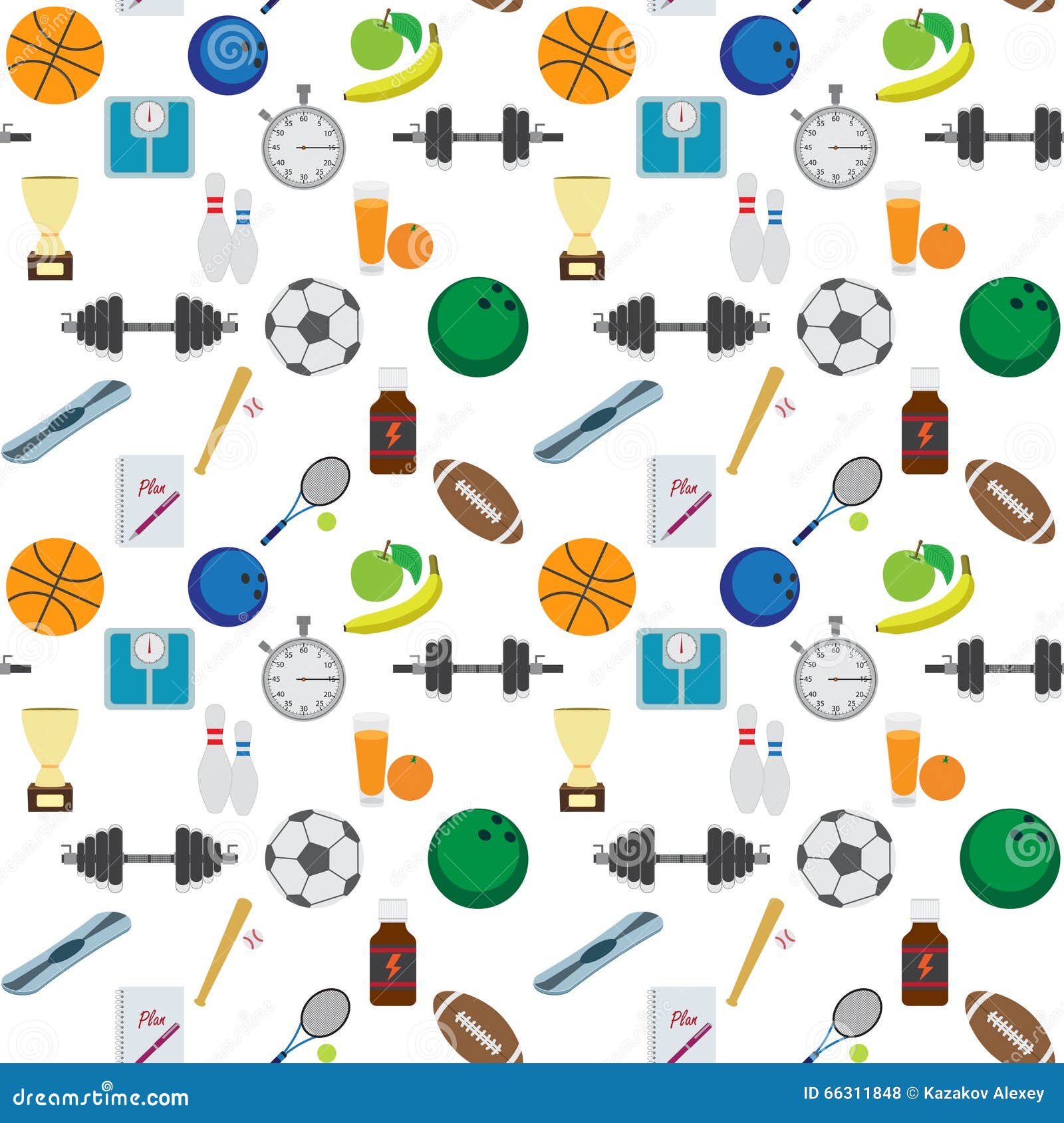 Fitness Seamless Pattern. stock vector. Illustration of sport - 66311848