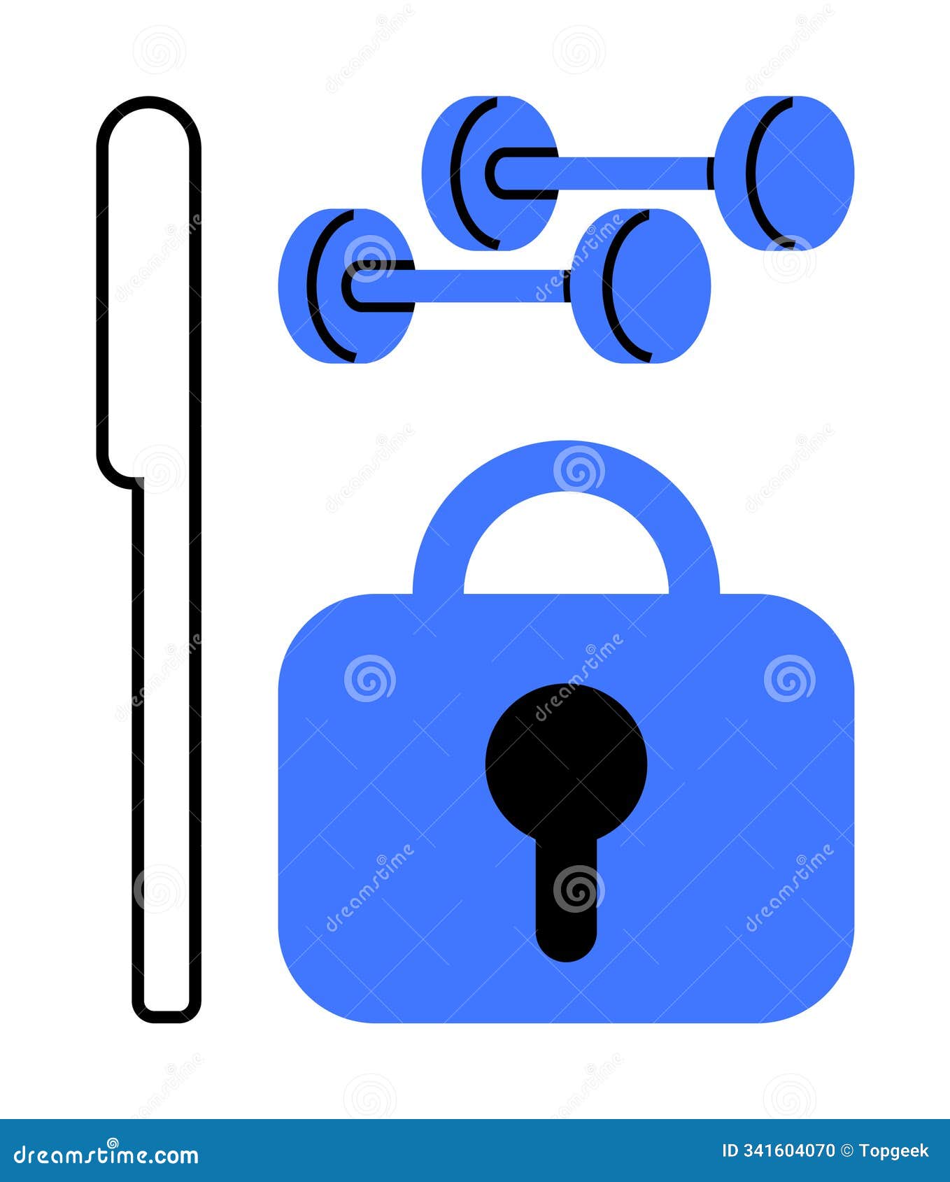 Fitness and Security Elements with Dumbbells, Lock, and Keyline Stock ...