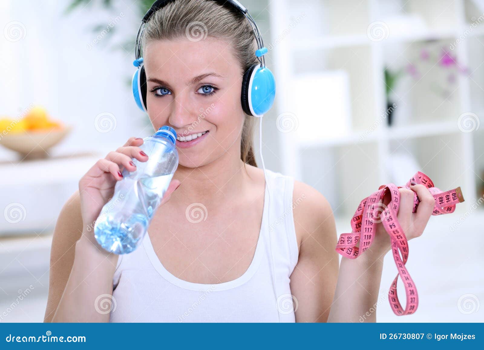 Fitness slim woman smiling stock image. Image of horizontal - 26730807