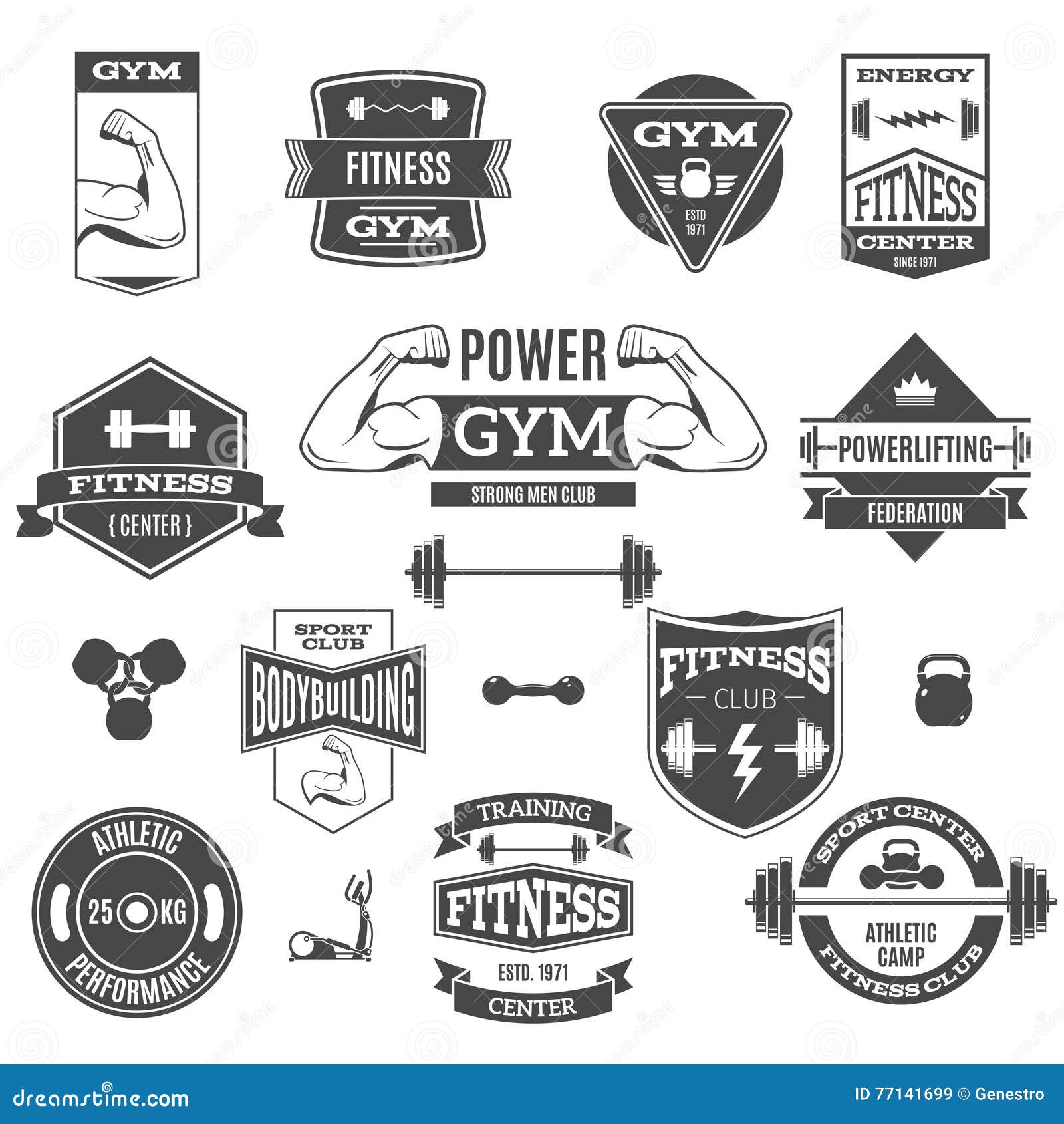 Fitness and Sport Black Labels Stock Illustration - Illustration of ...