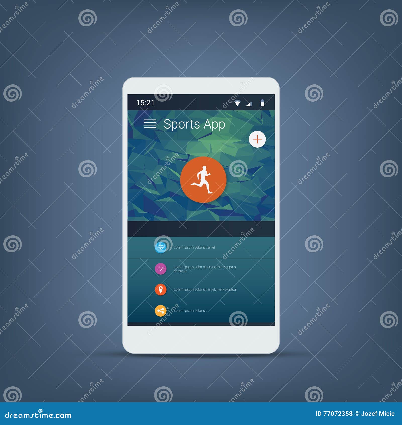Fitness Or Sports Tracker Application Graphic User Interface In Modern ...