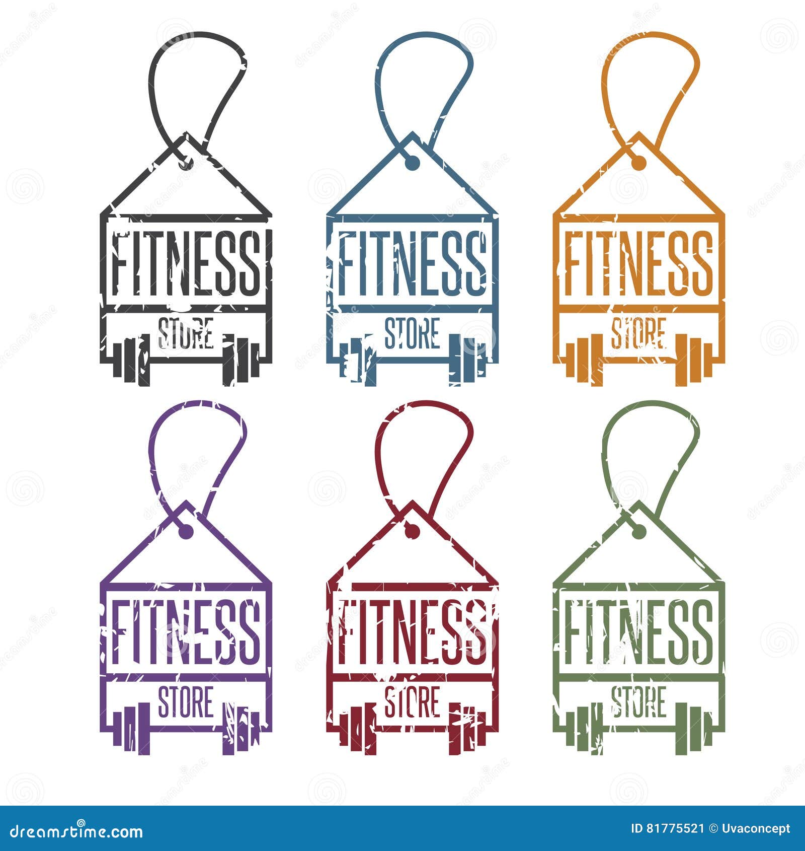 Fitness Store Tags with Barbells Vector Stock Vector - Illustration of ...