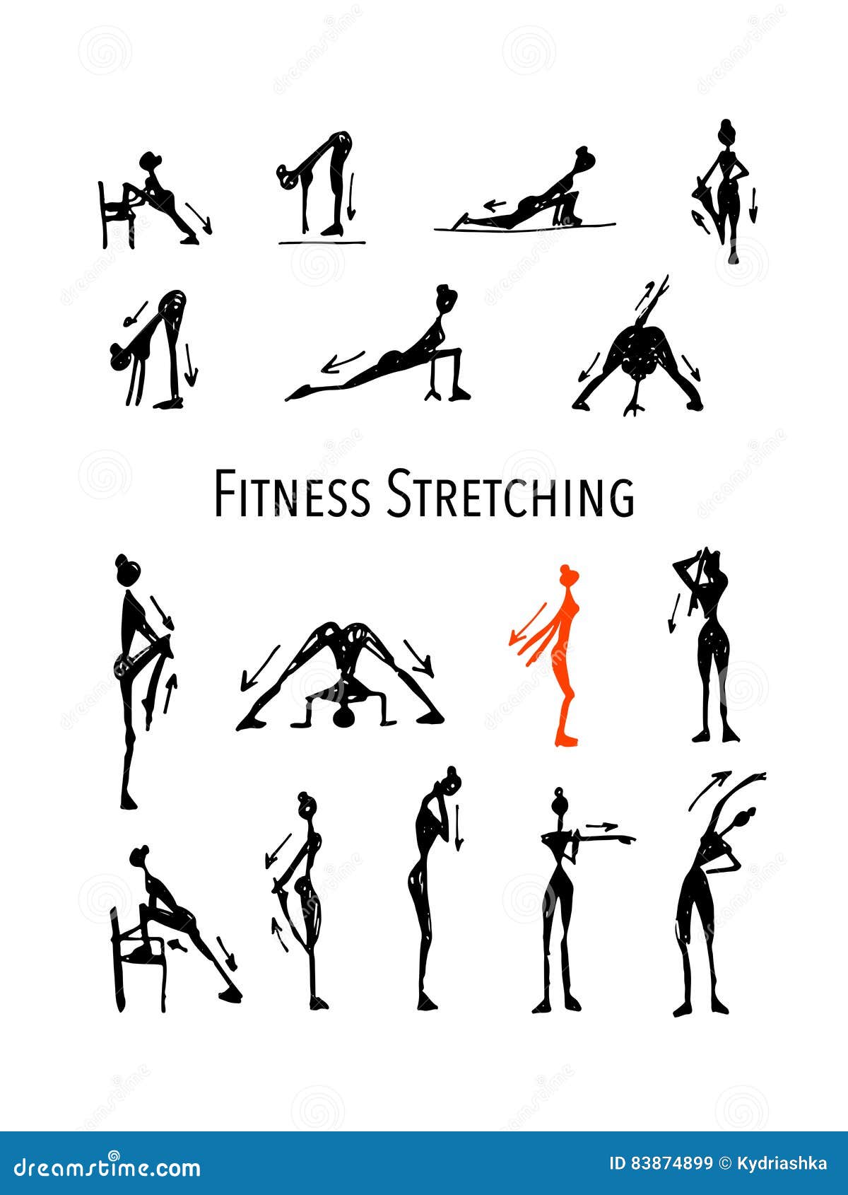 Fitness Stretching Set, Sketch for Your Design Stock Vector ...