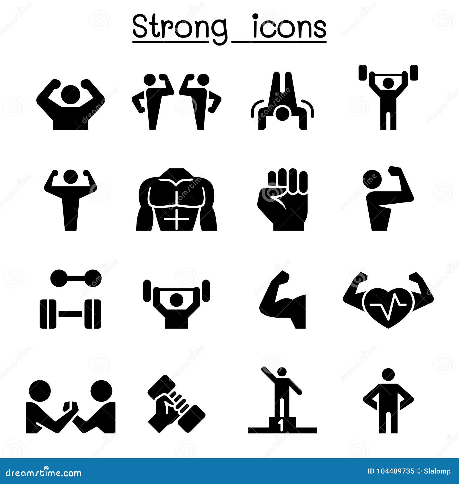 Strong Icon. Muscles Symbol Cartoon Vector | CartoonDealer.com #110941301