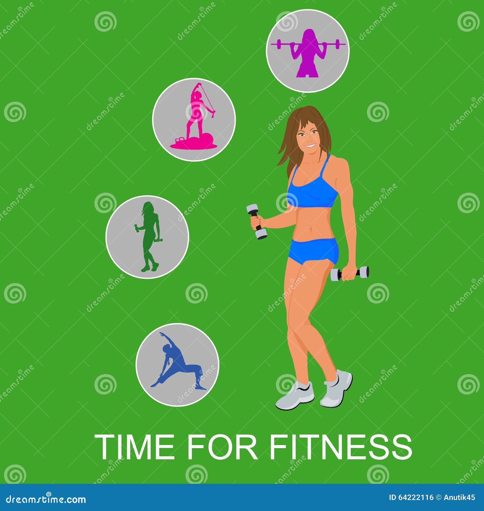 Fitness Time, Vector Illustration Stock Vector - Illustration of ...