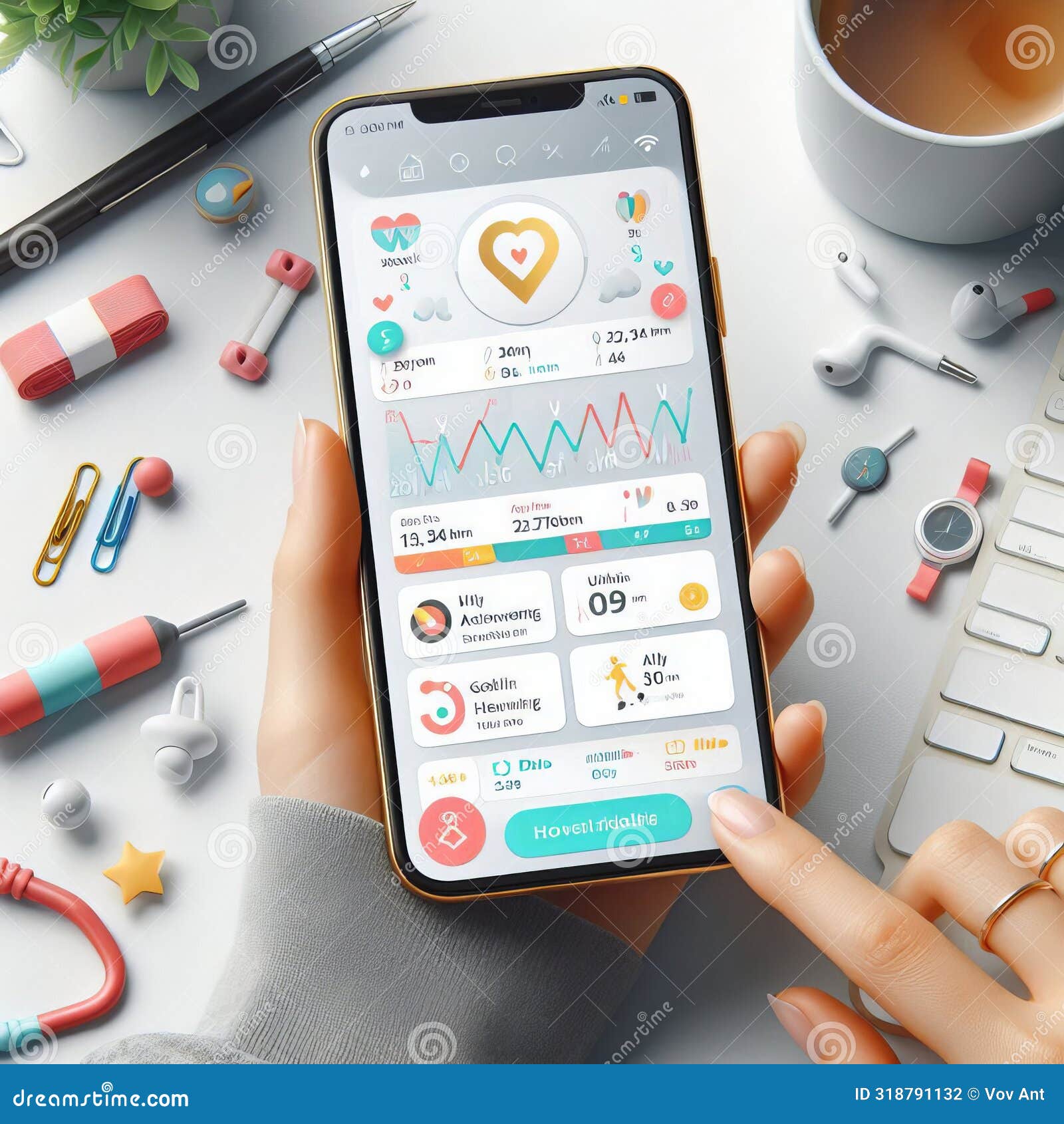 Fitness Tracker App Interface with daily Activity Tracking, Goa Stock ...