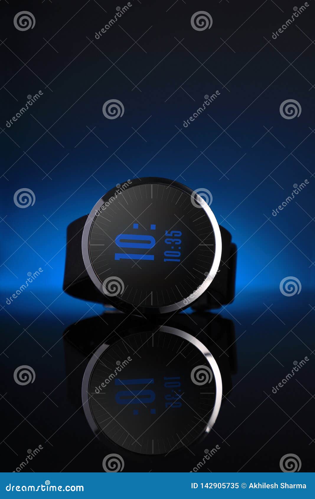 Fitness Tracker / Smart Watch in Blue Background Stock Image - Image of ...