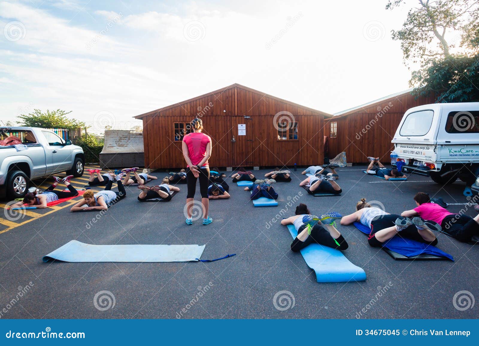 Fitness Trainer Class Floor Outdoors Editorial Image - Image of ...