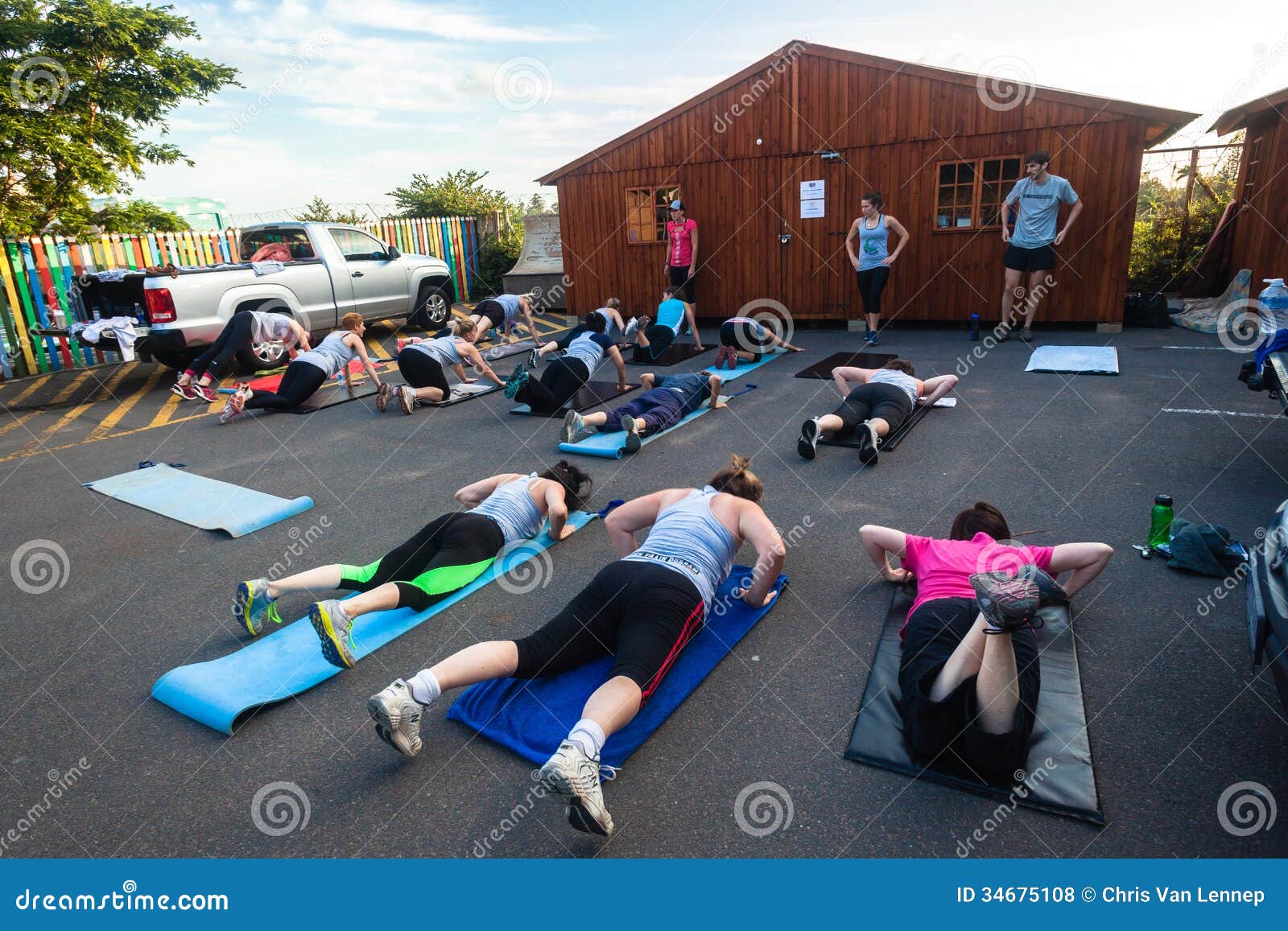 Fitness Trainer Class Outdoors Editorial Stock Photo - Image of ...